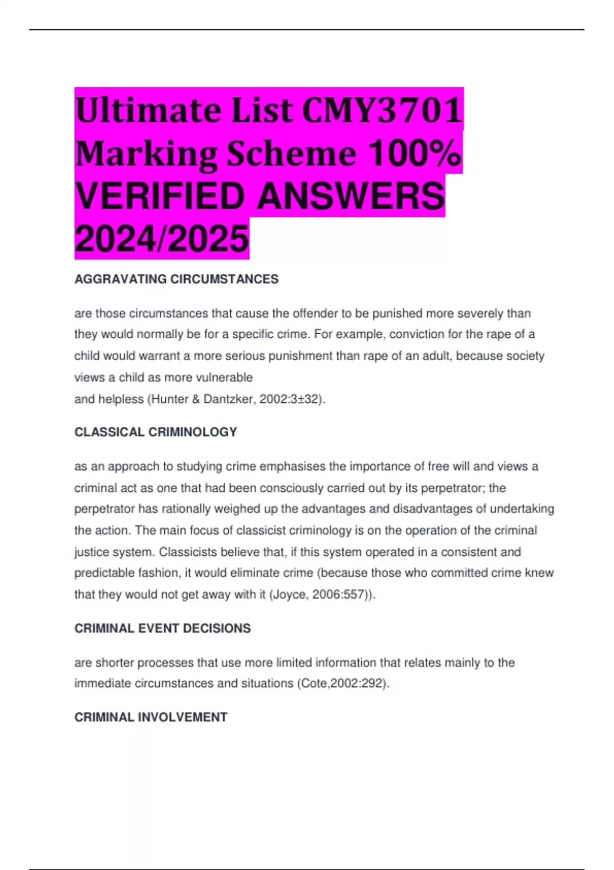 BEST ANSWERS Ultimate List CMY3701 Marking Scheme 100% VERIFIED ANSWERS ...