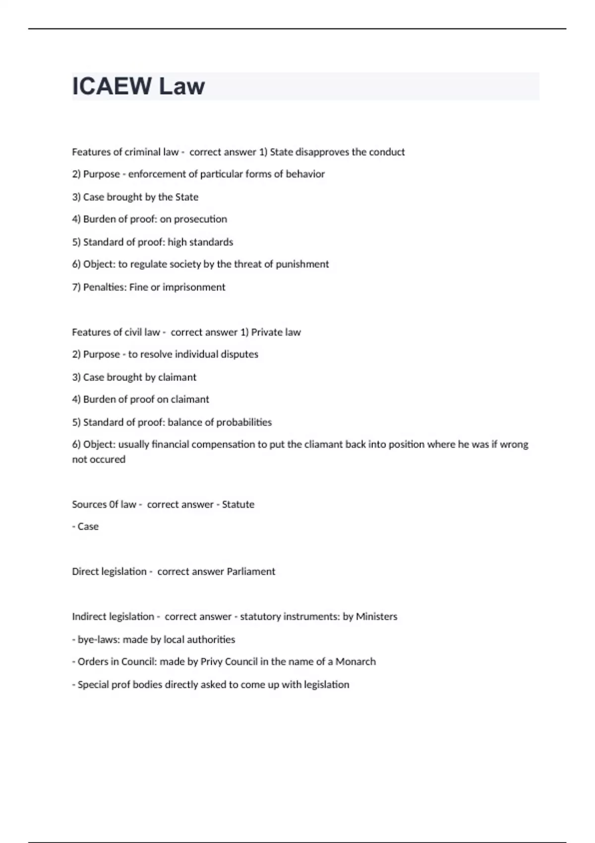 ICAEW Law Question and answers rated A+ 2024 - ICAEW - Stuvia US