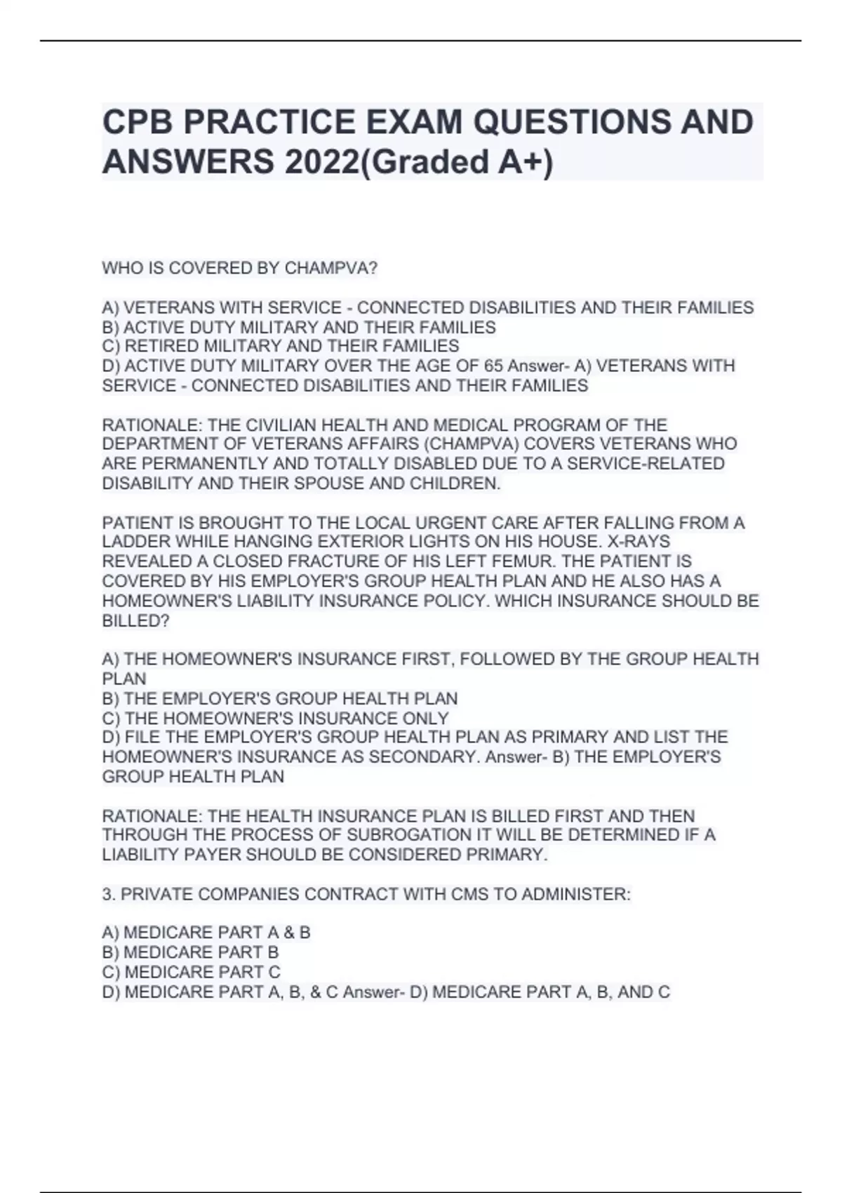 Cpb Practice Exam Questions And Answers Solved 100 Nurs 102 Stuvia Us