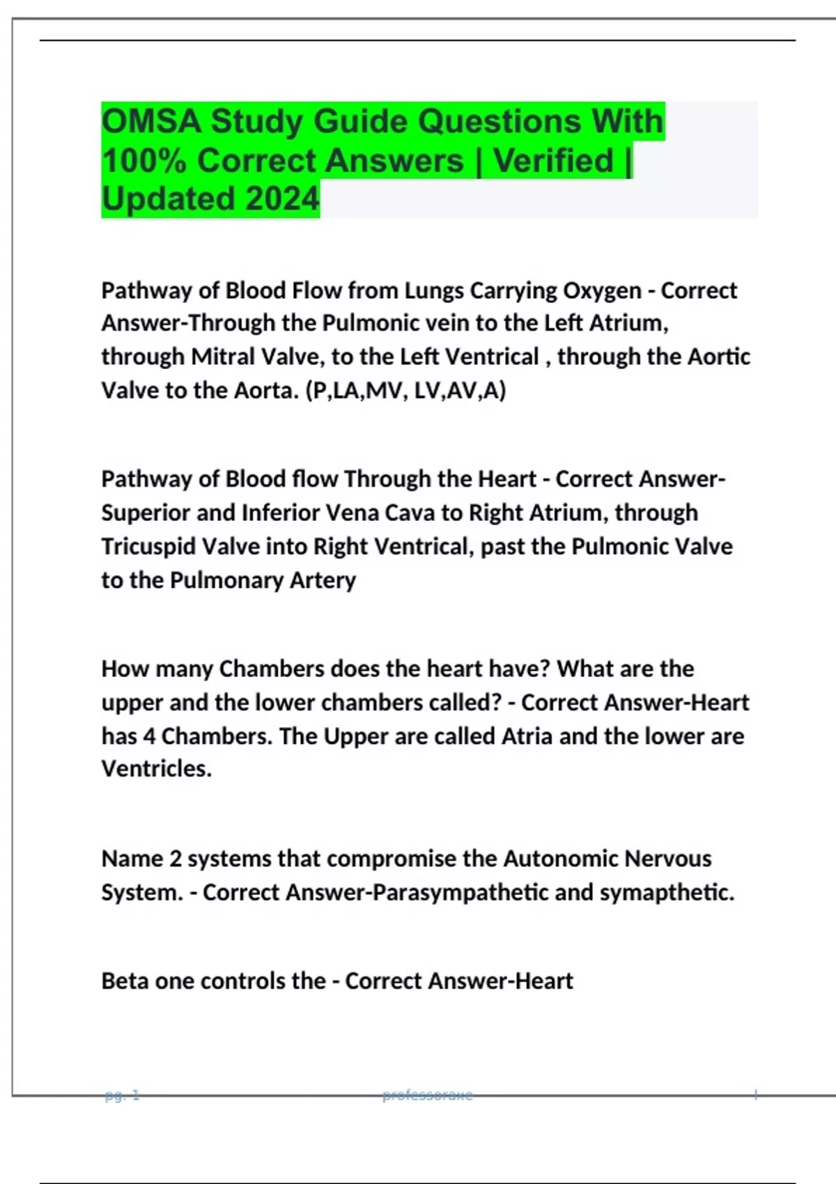 OMSA Study Guide Questions With 100% Correct Answers | Verified | Updated 2024 - OMSA - Stuvia US