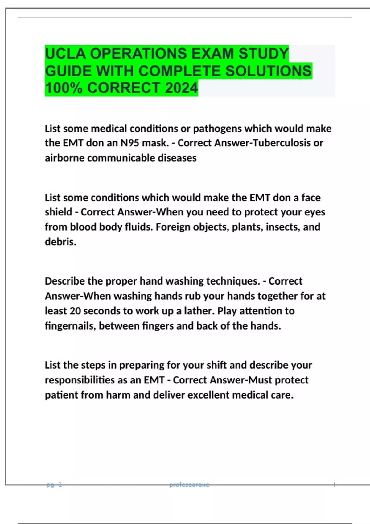 UCLA OPERATIONS EXAM STUDY GUIDE WITH COMPLETE SOLUTIONS 100% CORRECT 2024 - UCLA - Stuvia US