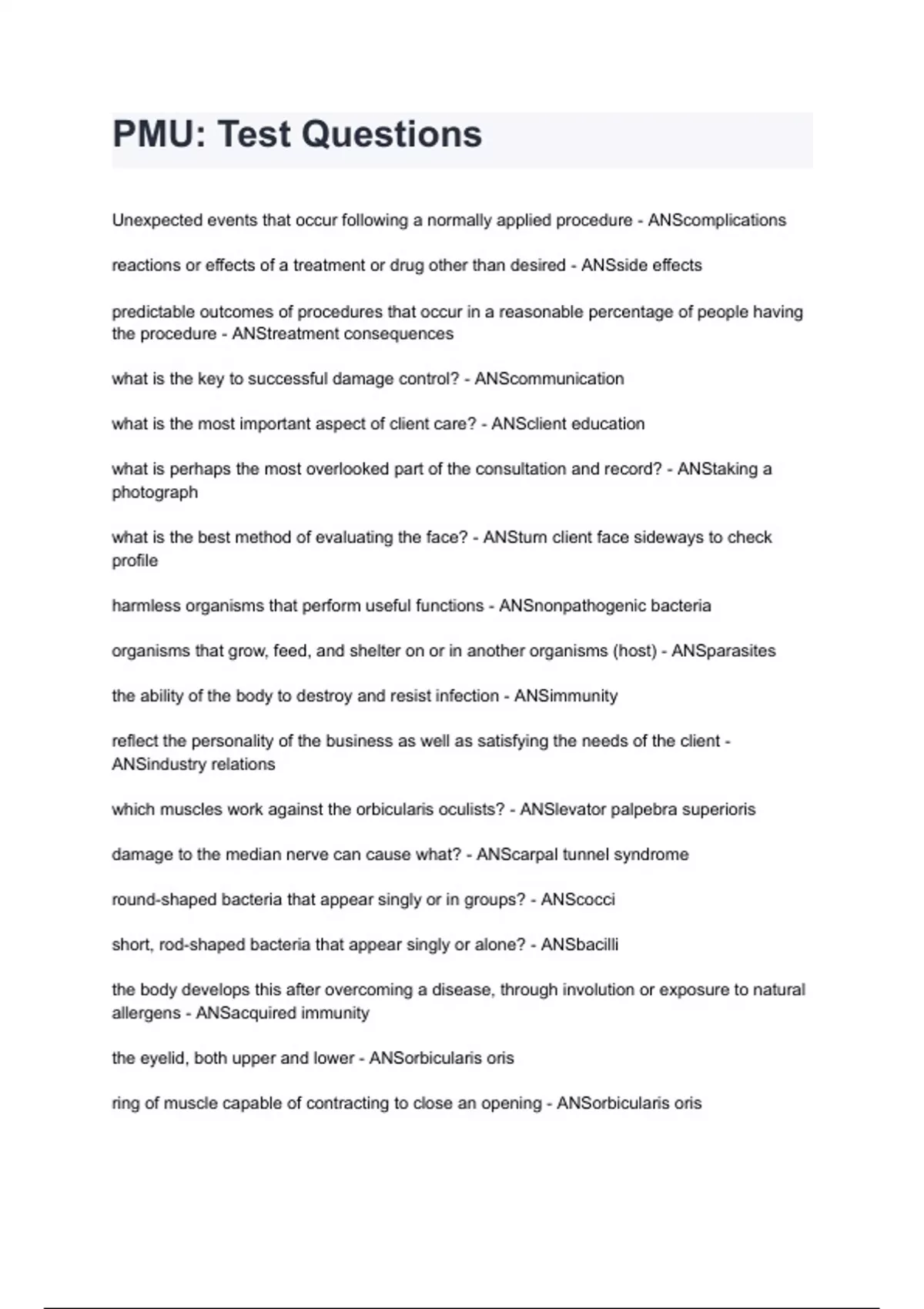 PMU: Test Questions 2024/2025 A+ score assured ( 100% verified) - VA ...