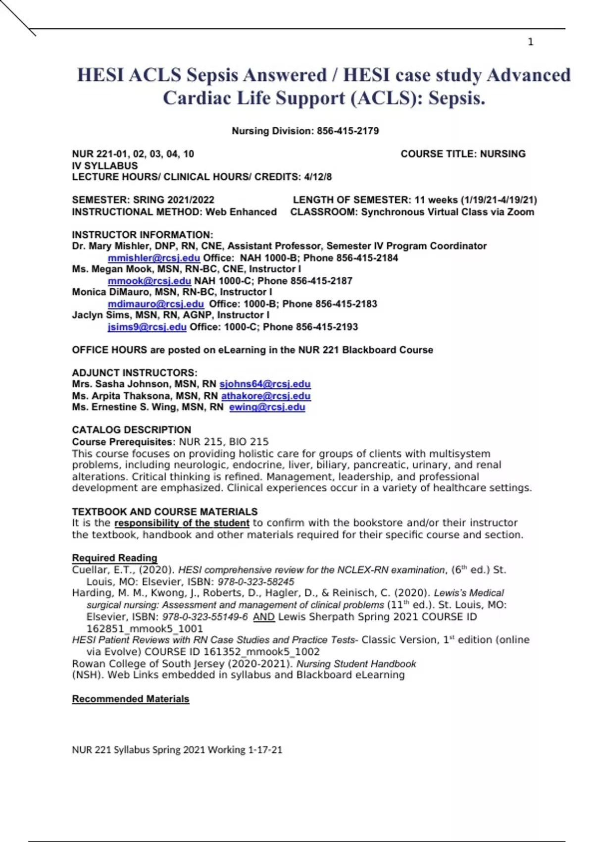 HESI ACLS Sepsis Answered / HESI case study Advanced Cardiac Life ...