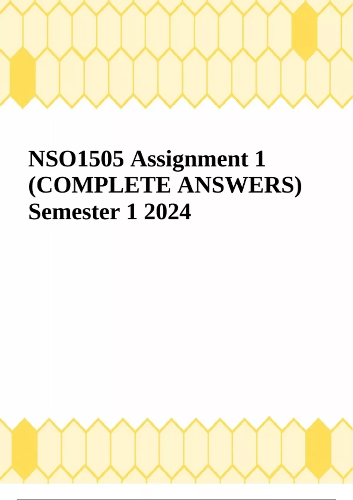 NSO1505 Assignment 1 (COMPLETE ANSWERS) Semester 1 2024 - NSO1505 ...