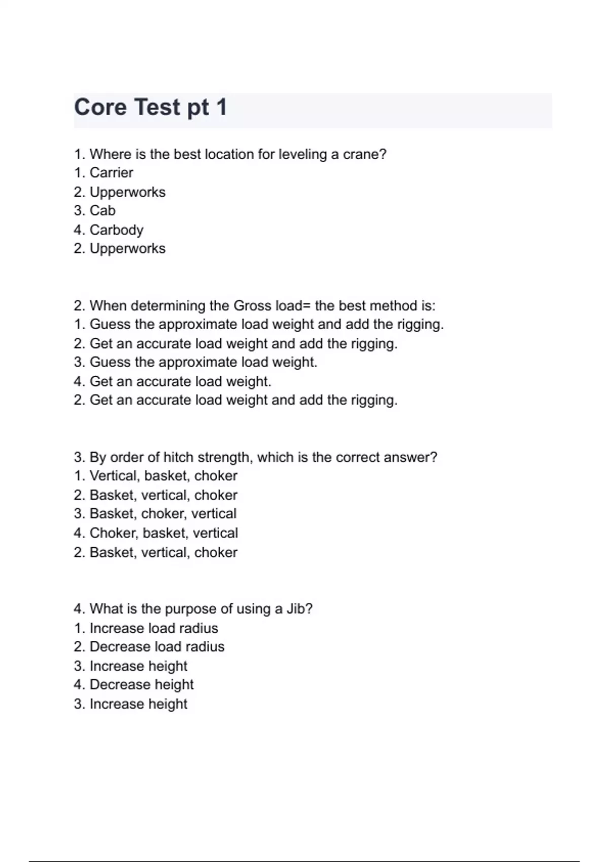 Core Test pt 1 Questions with correct Answers 2024/2025( A+ GRADED 100% ...
