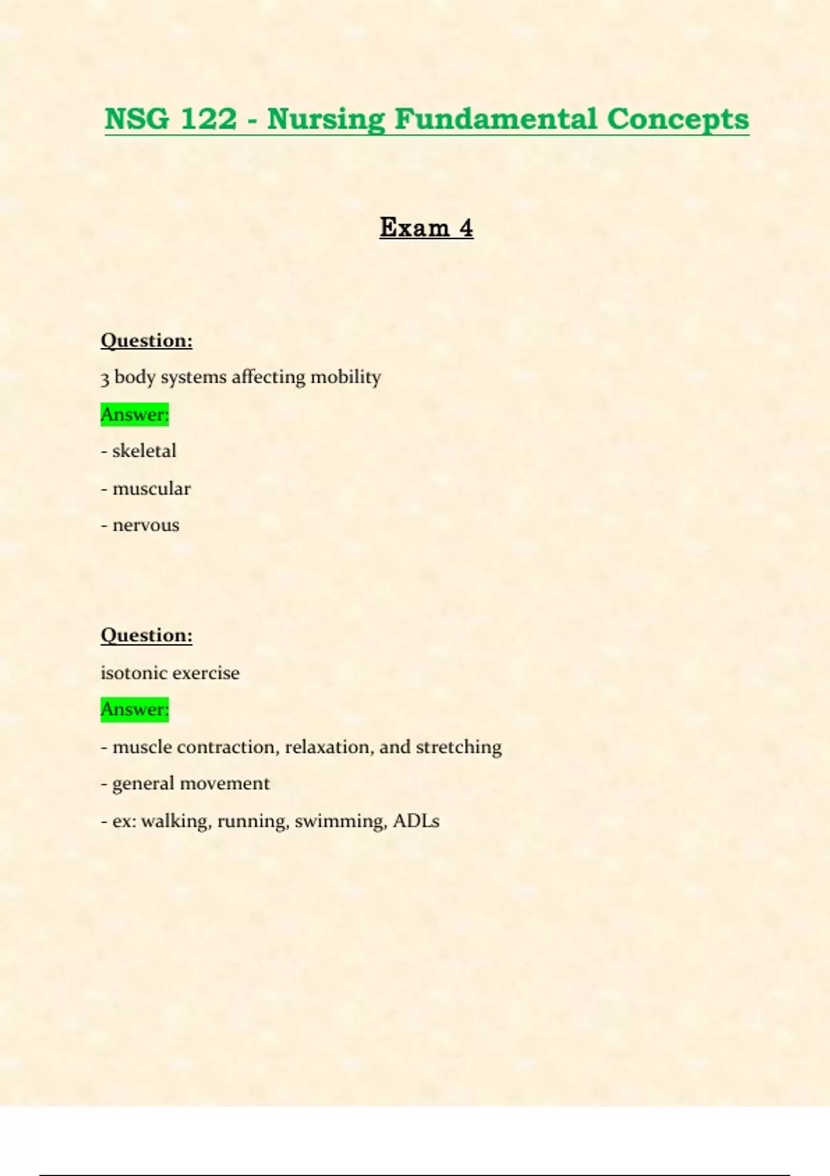 NSG122 / NSG 122 Exam 4 (Latest 2024 / 2025 Update): Nursing ...