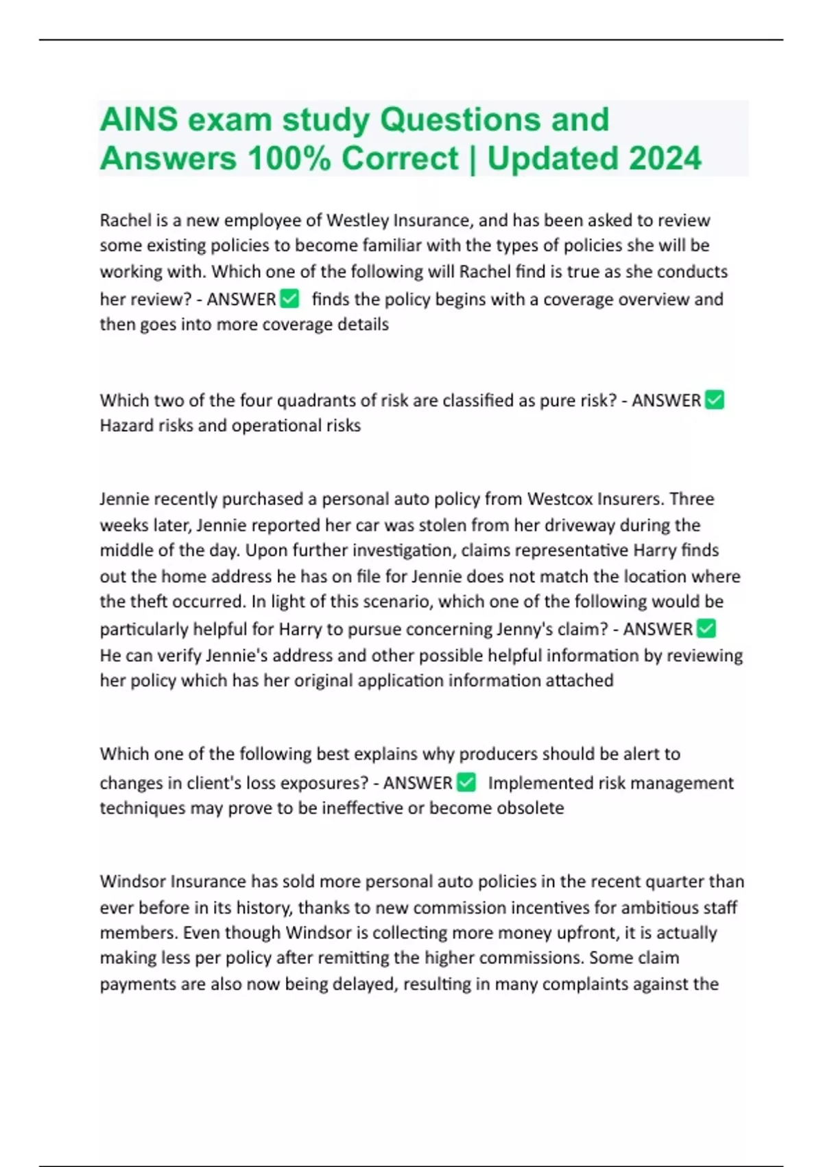 AINS exam study Questions and Answers 100% Correct | Updated 2024 ...