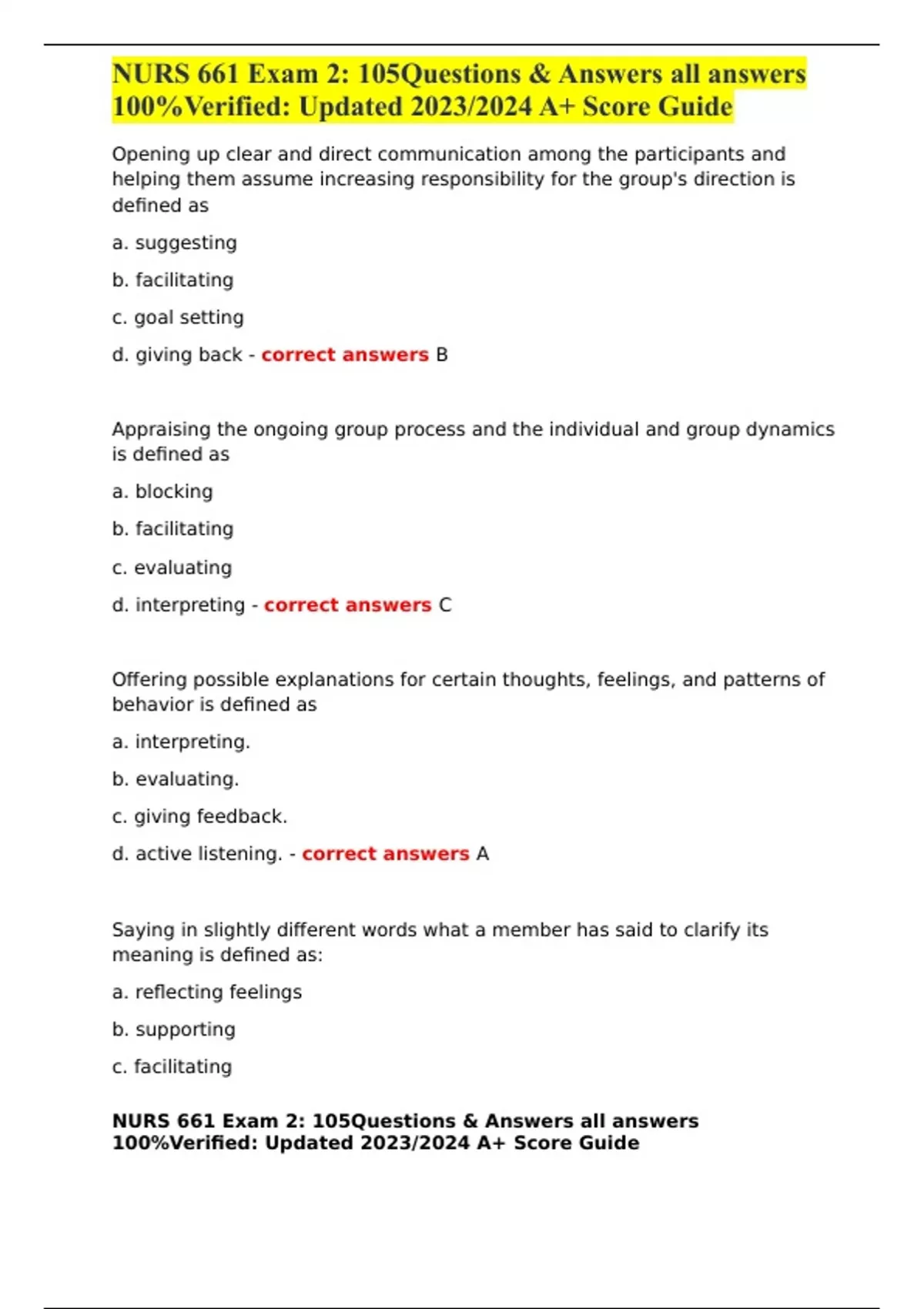NURS 661 Exam 2: 105Questions & Answers all answers 100%Verified: Updated 2023/2024 A+ Score ...