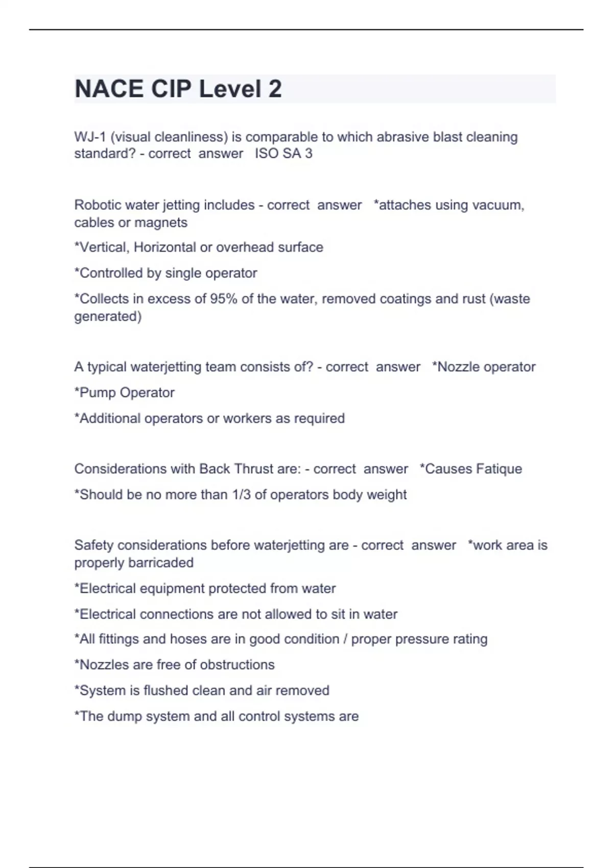 NACE CIP Level 2 Question and answers rated A+ 2024 - NACE - Stuvia US