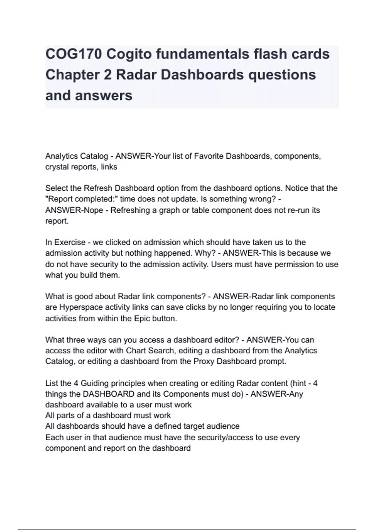 COG170 Cogito fundamentals flash cards Chapter 2 Radar Dashboards ...
