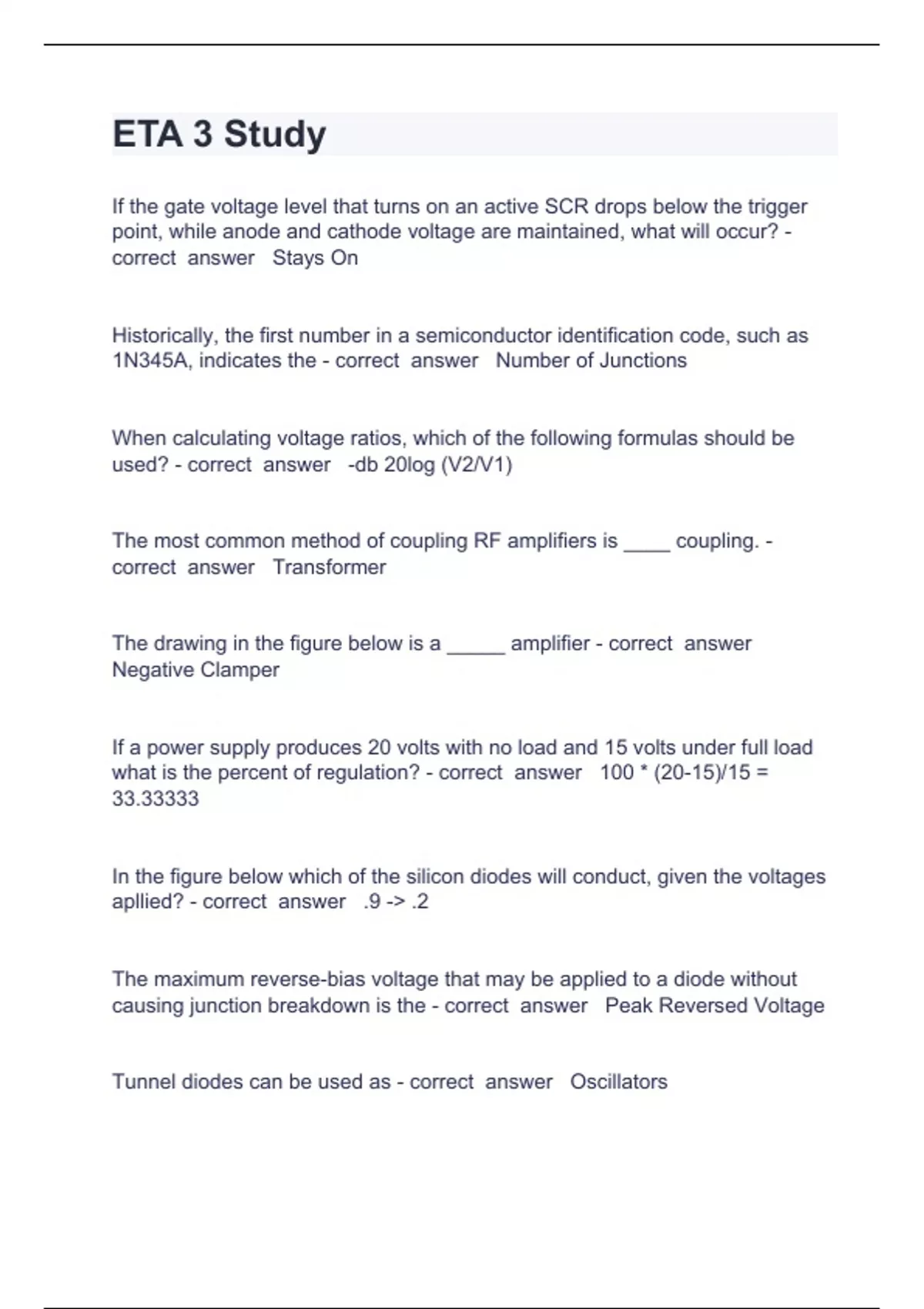 ETA 3 Study Question and answers 100% correct 2024 - ETA - Stuvia US