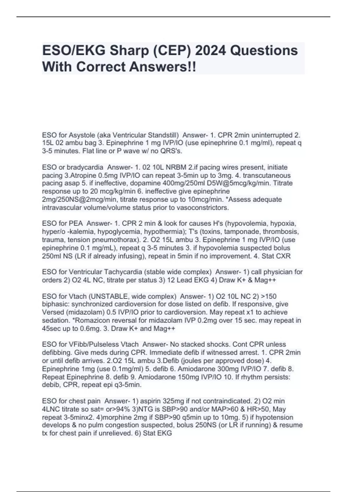 ESO/EKG Sharp (CEP) 2024 Questions With Correct Answers!! - ESO Sharp ...