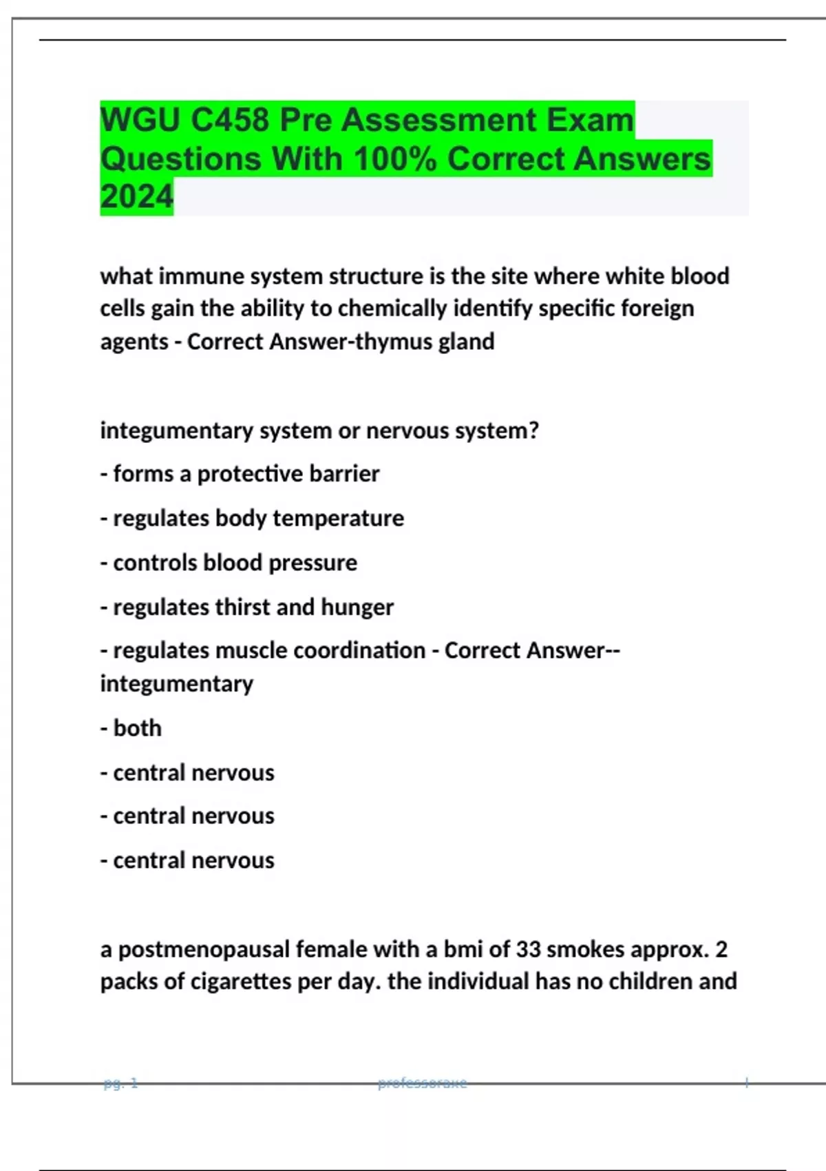 WGU C458 Pre Assessment Exam Questions With 100% Correct Answers 2024 - WGU C458 - Stuvia US