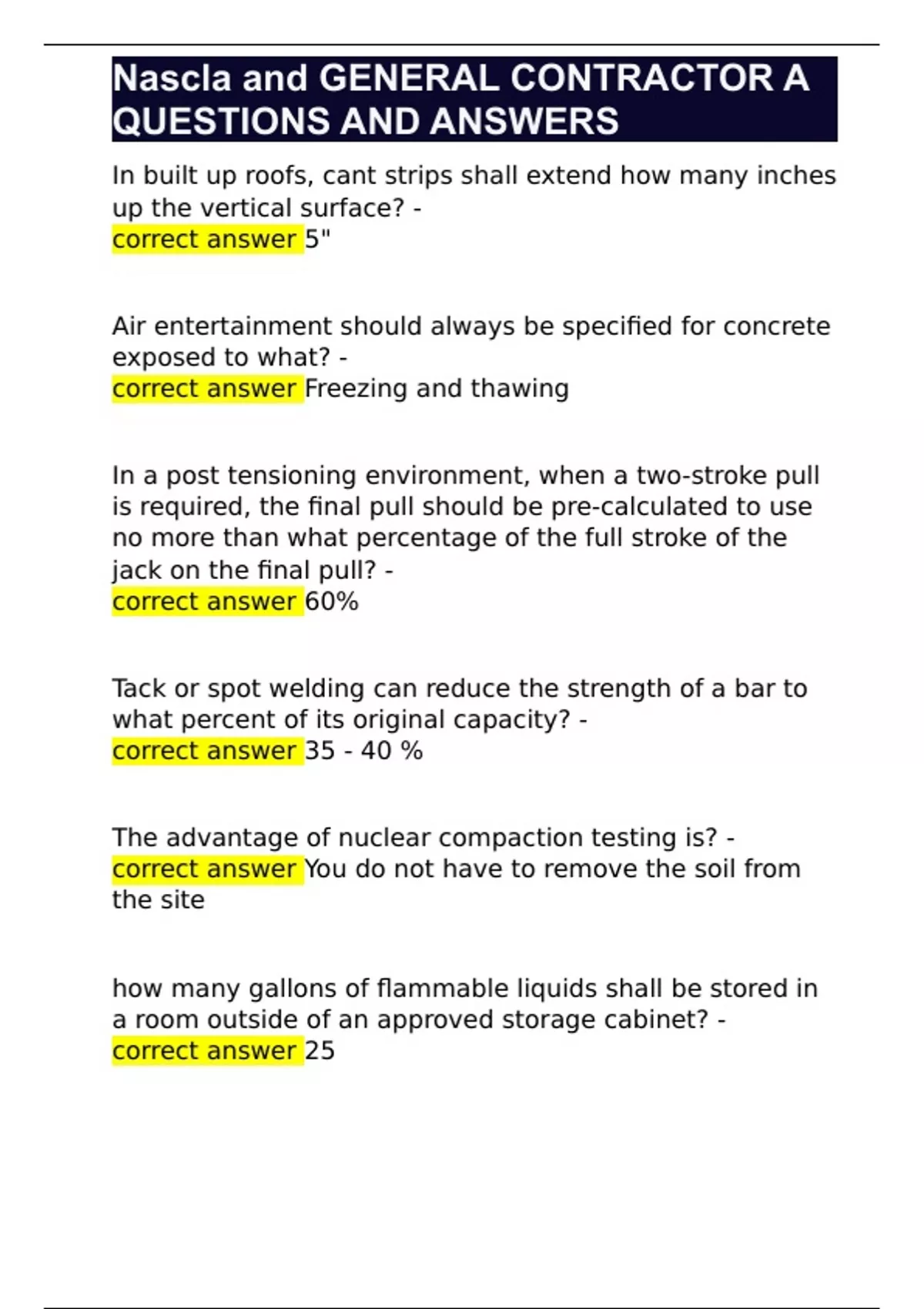 NASCLA EXCEL BUNDLE WITH COMPLETE SOLUTIONS - Stuvia US