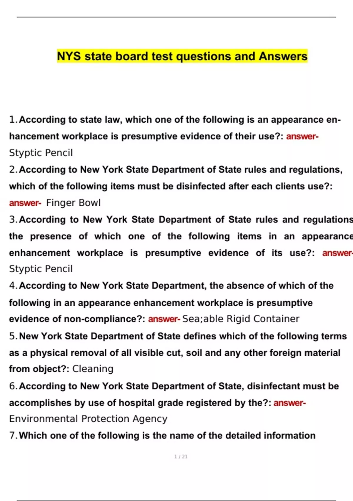 Summary NYS state board test questions and answers 2024 graded A - RN ...