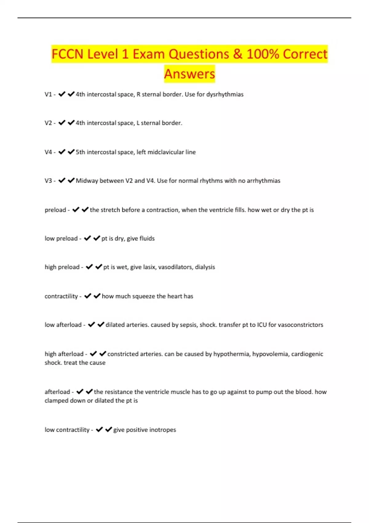 FCCN Level 1 Exam Questions & 100% Correct Answers - Fccn - Stuvia US