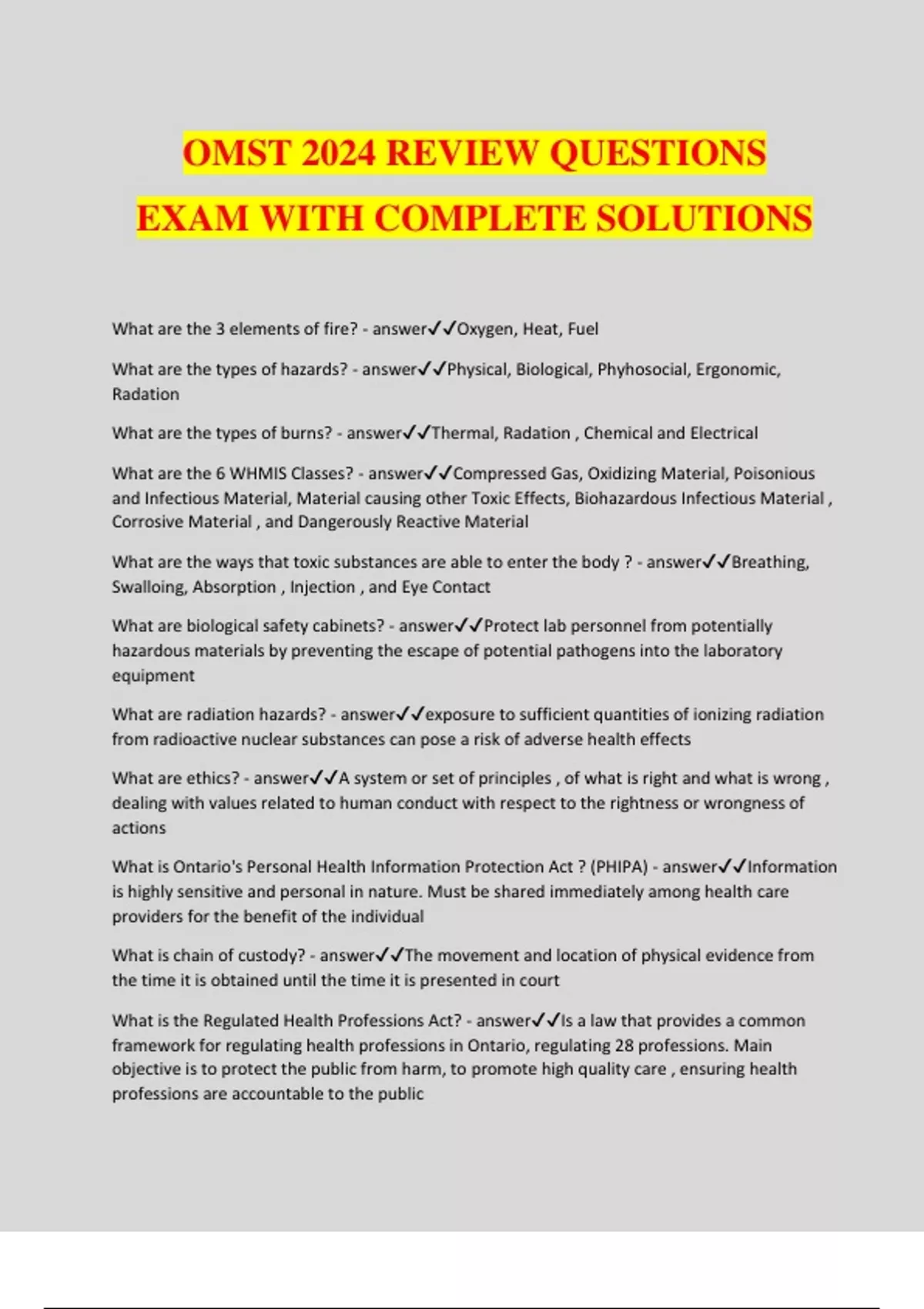 OMST 2024 REVIEW QUESTIONS EXAM WITH COMPLETE SOLUTIONS - OMST - Stuvia US
