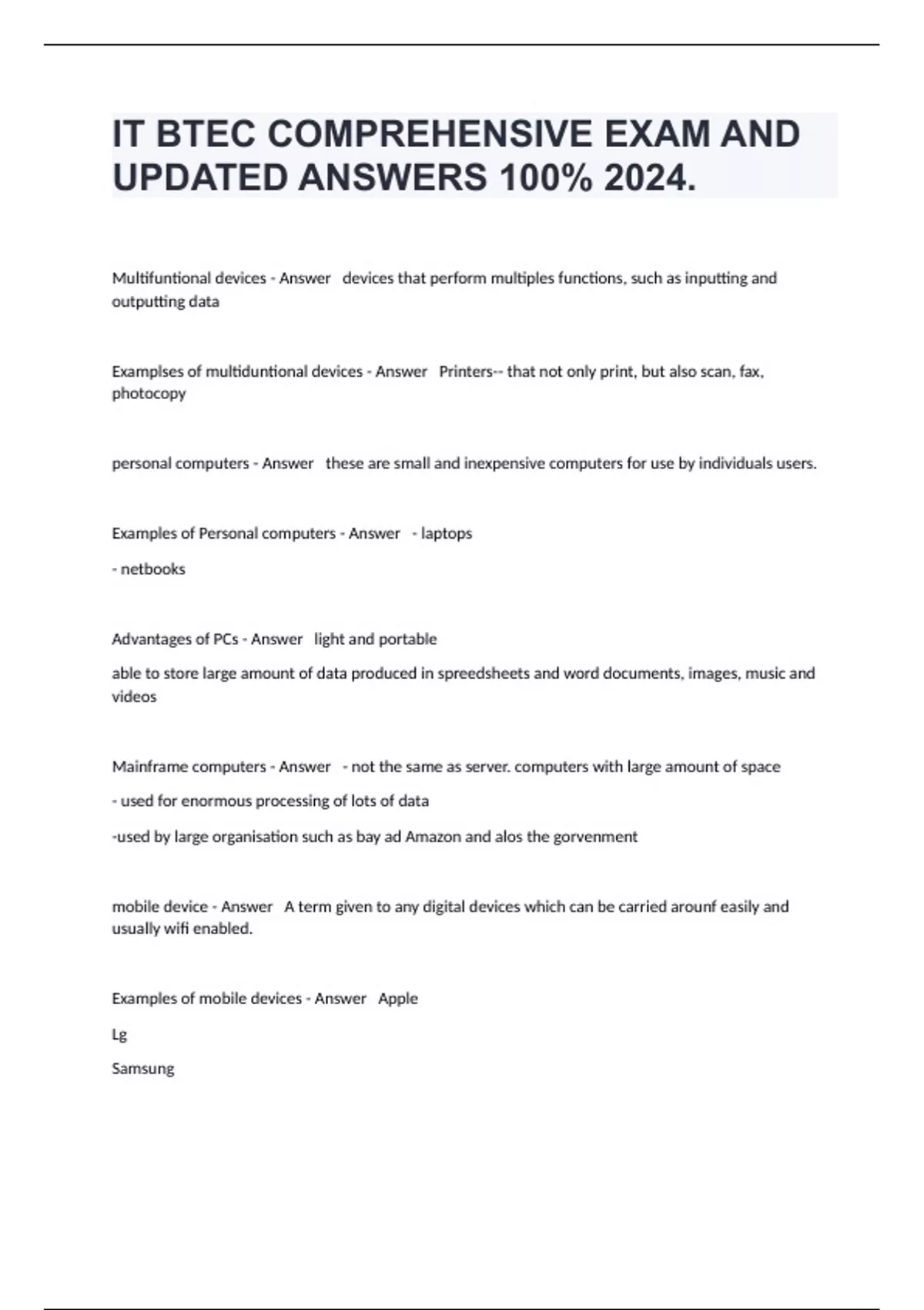 BTEC -IT BUNDLE PACK LATESTVERIFIEDUPDATE 2024 !!! - Stuvia US