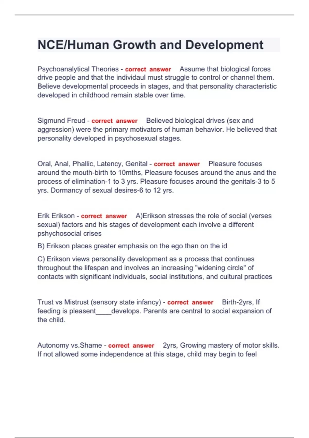 NCE Question and answers 100% correct 2024 - Nce - Stuvia US