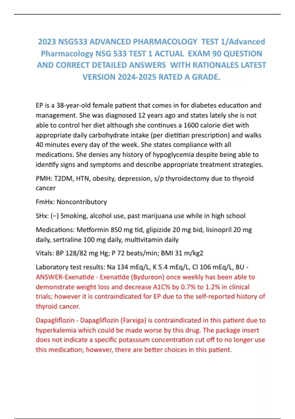 2023 NSG533 ADVANCED PHARMACOLOGY TEST 1/Advanced Pharmacology NSG 533 ...