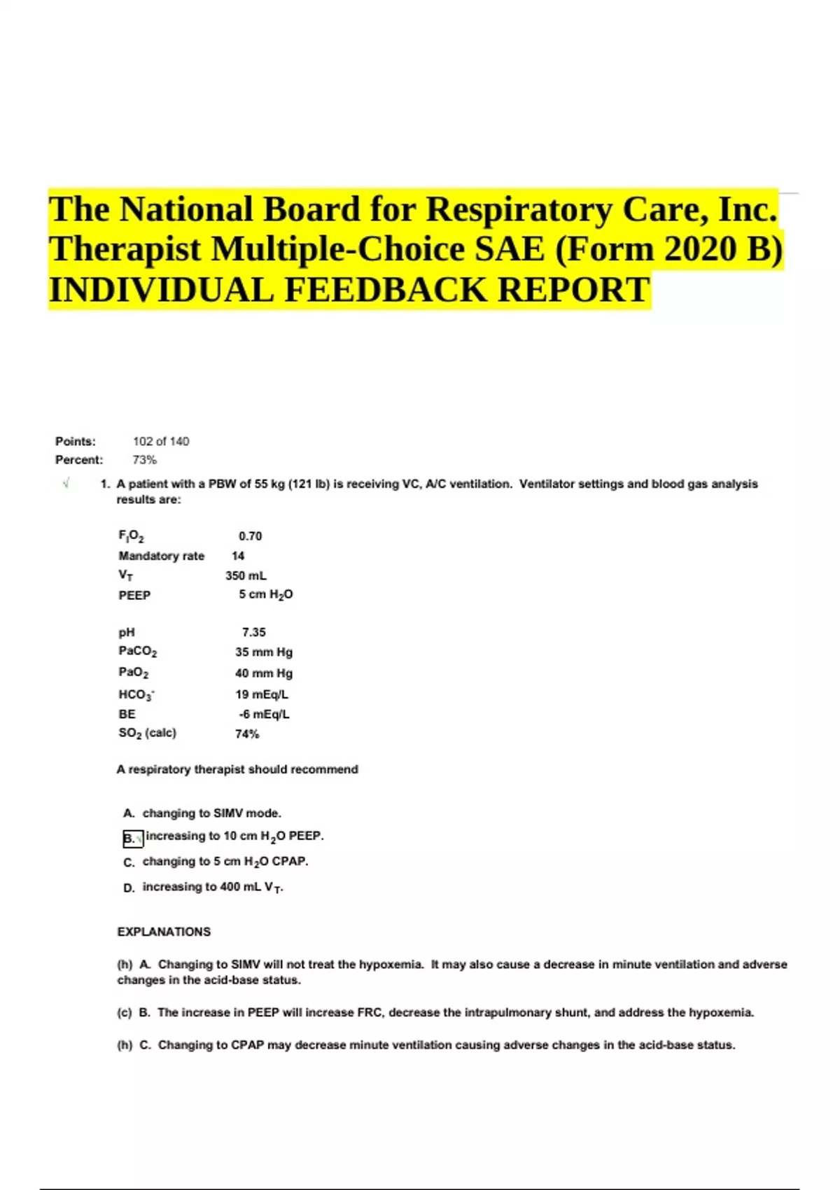The National Board for Respiratory Care, Inc. Therapist Multiple-Choice ...