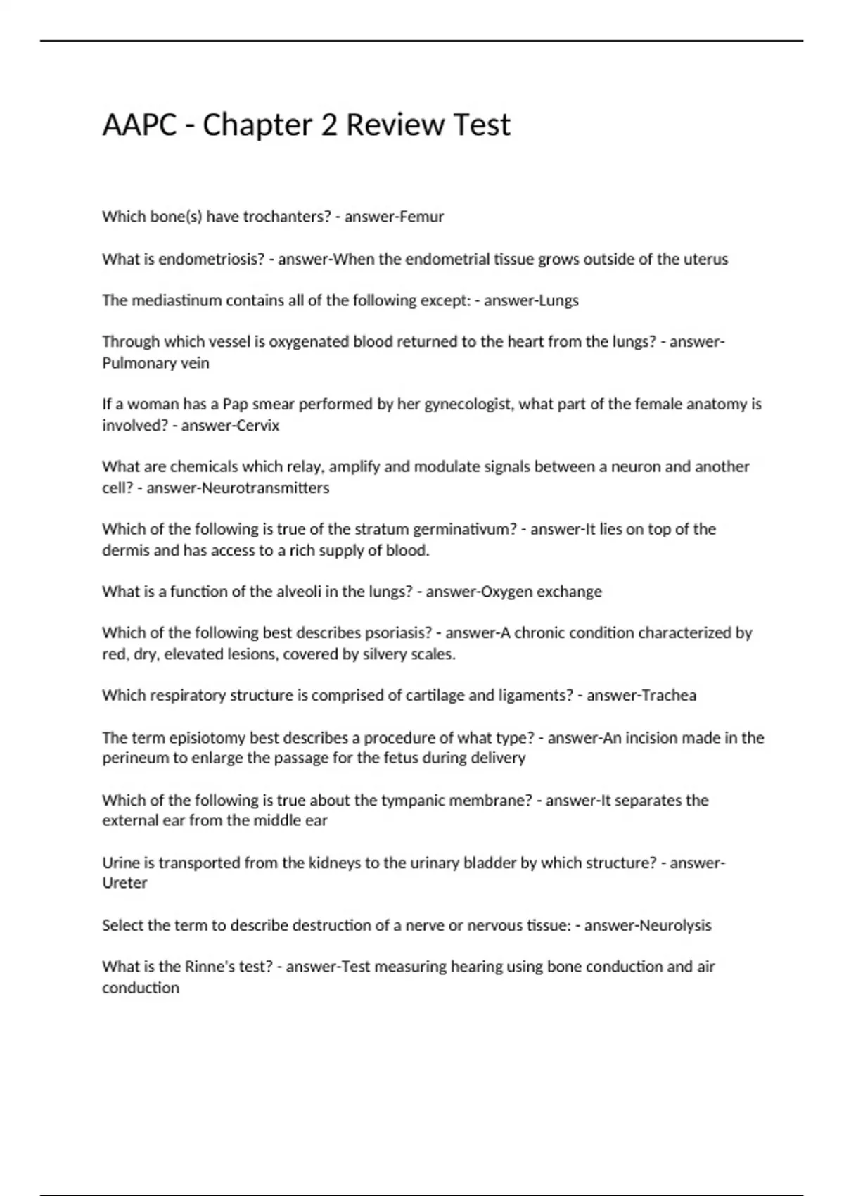 AAPC - Chapter 2 Review Test - AAPC - Chapter 2 Re - Stuvia US