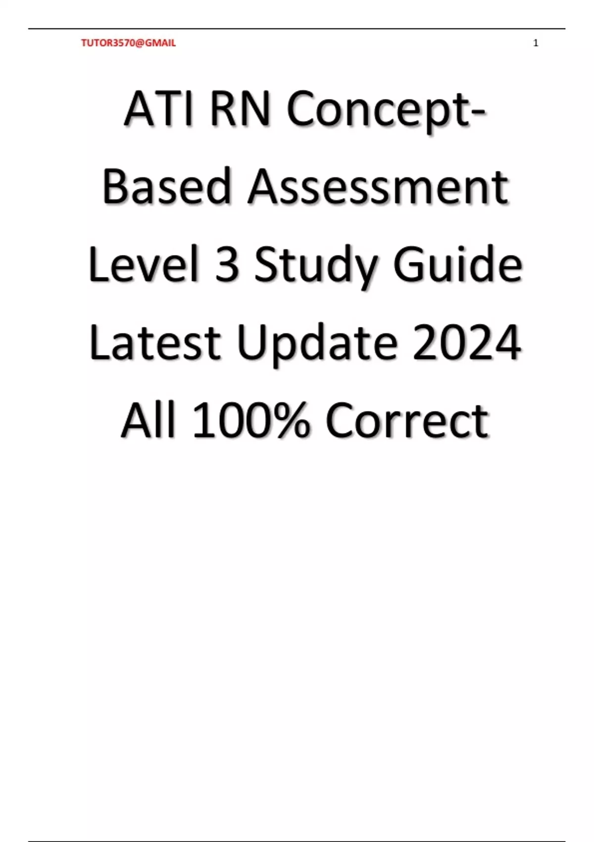 ATI RN Concept-Based Assessment Level 3 Study Guide Latest Update 2024 ...