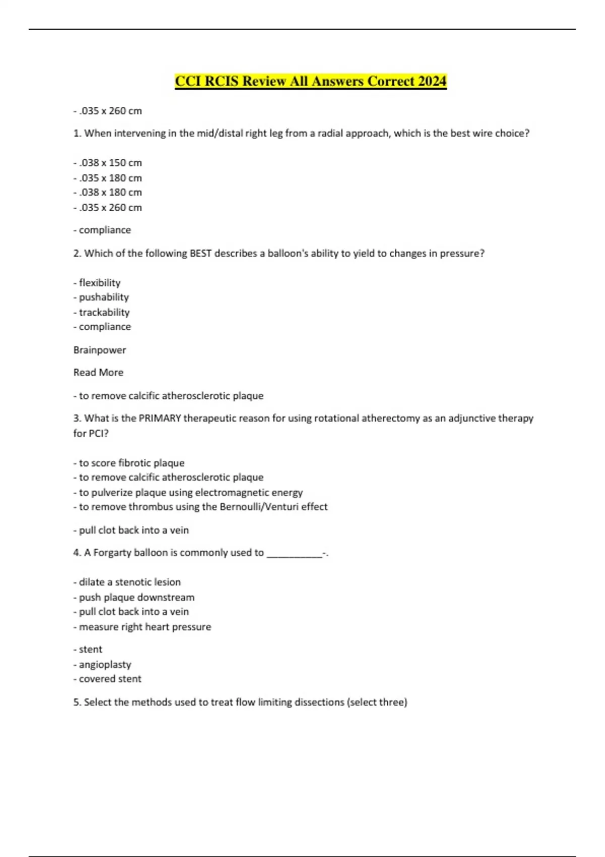 CCI RCIS Review All Answers Correct 2024 - CCI RCIS - Stuvia US