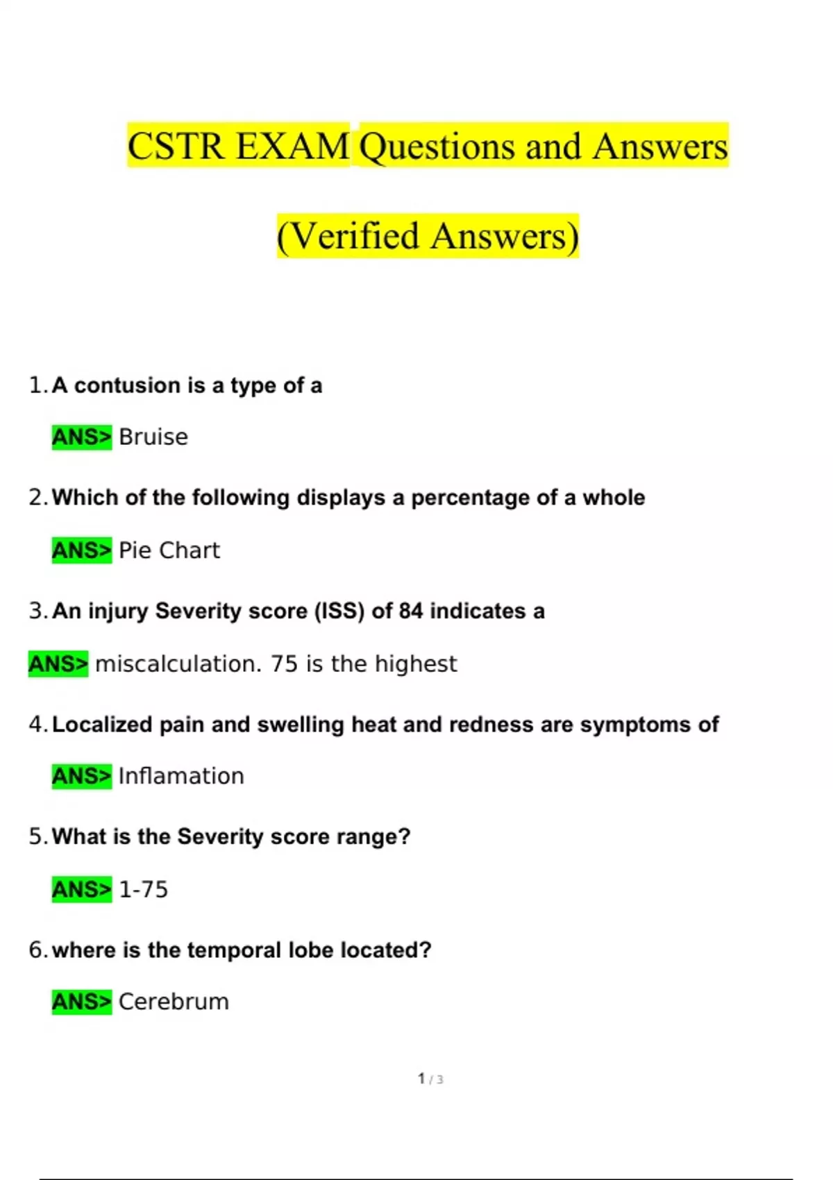 CSTR EXAM Questions and Answers (2024 / 2025) (Verified Answers) - Cstr ...