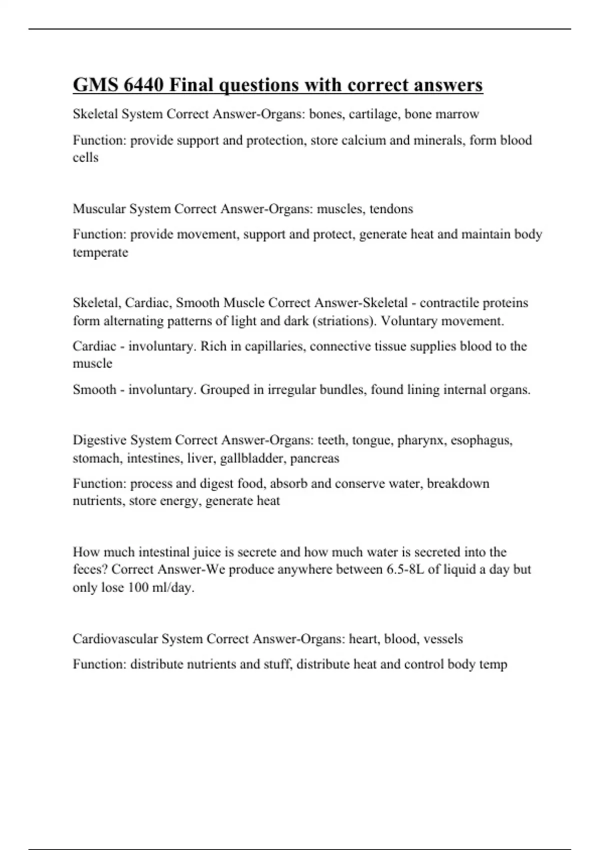 GMS 6440 Final questions with correct answers - RN- Nursing - Stuvia US