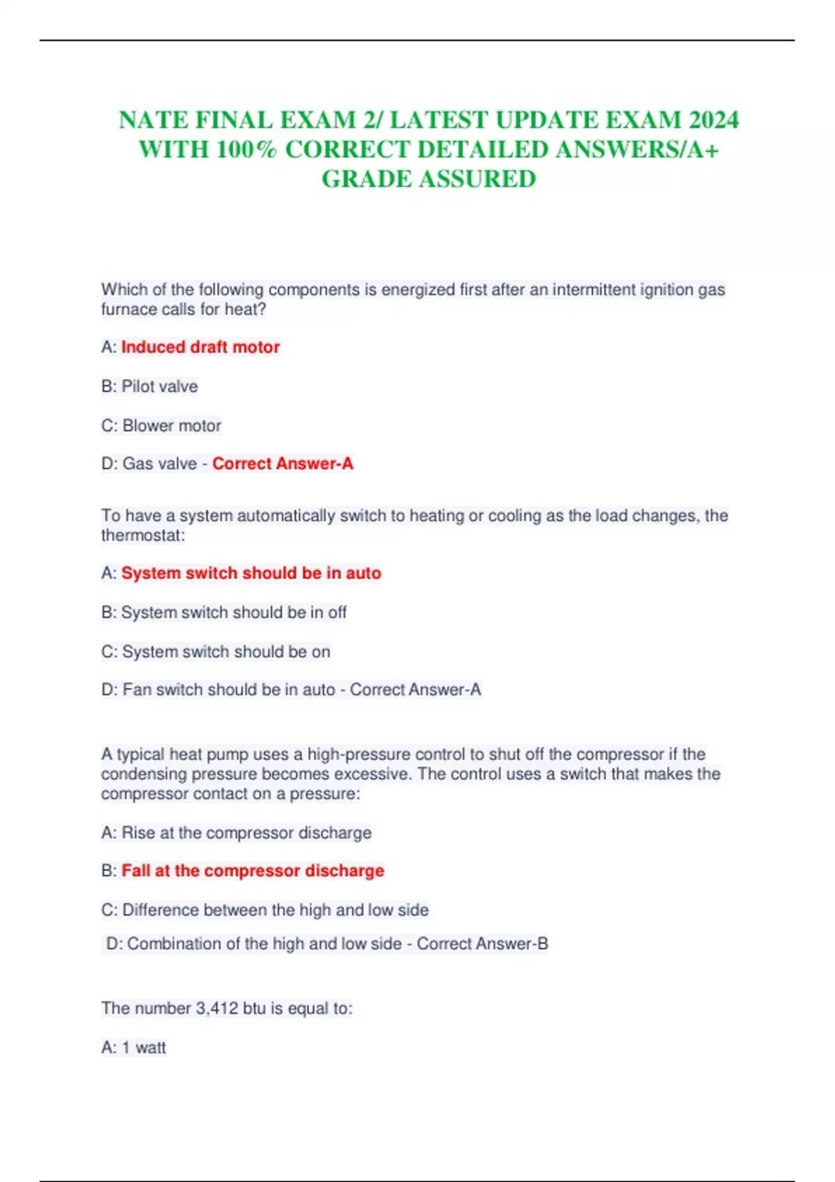 NATE FINAL EXAM 2/ LATEST UPDATE EXAM 2024 WITH 100% CORRECT DETAILED ...