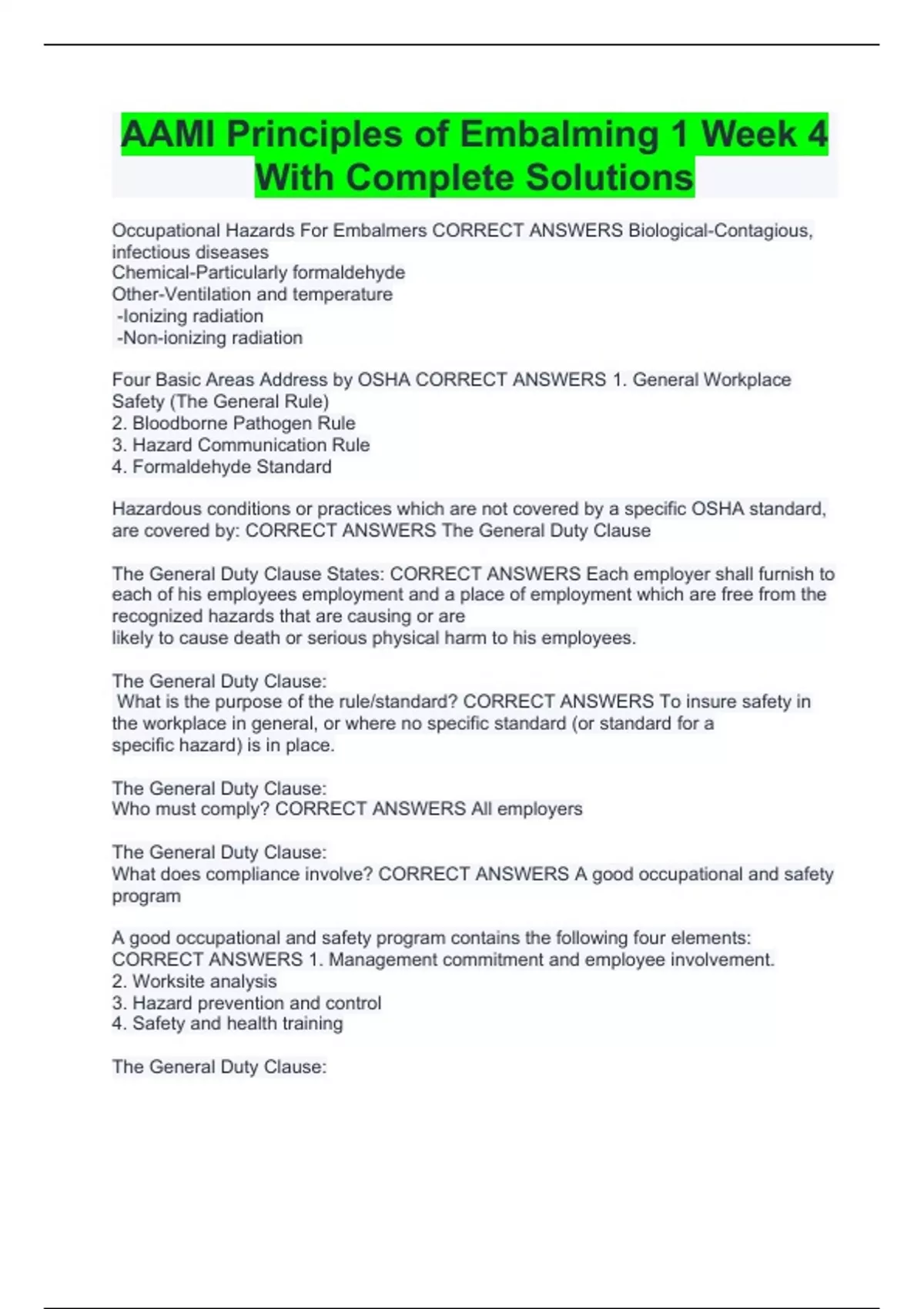 AAMI Principles of Embalming 1 Week 4 With Complete Solutions - AAMI ...