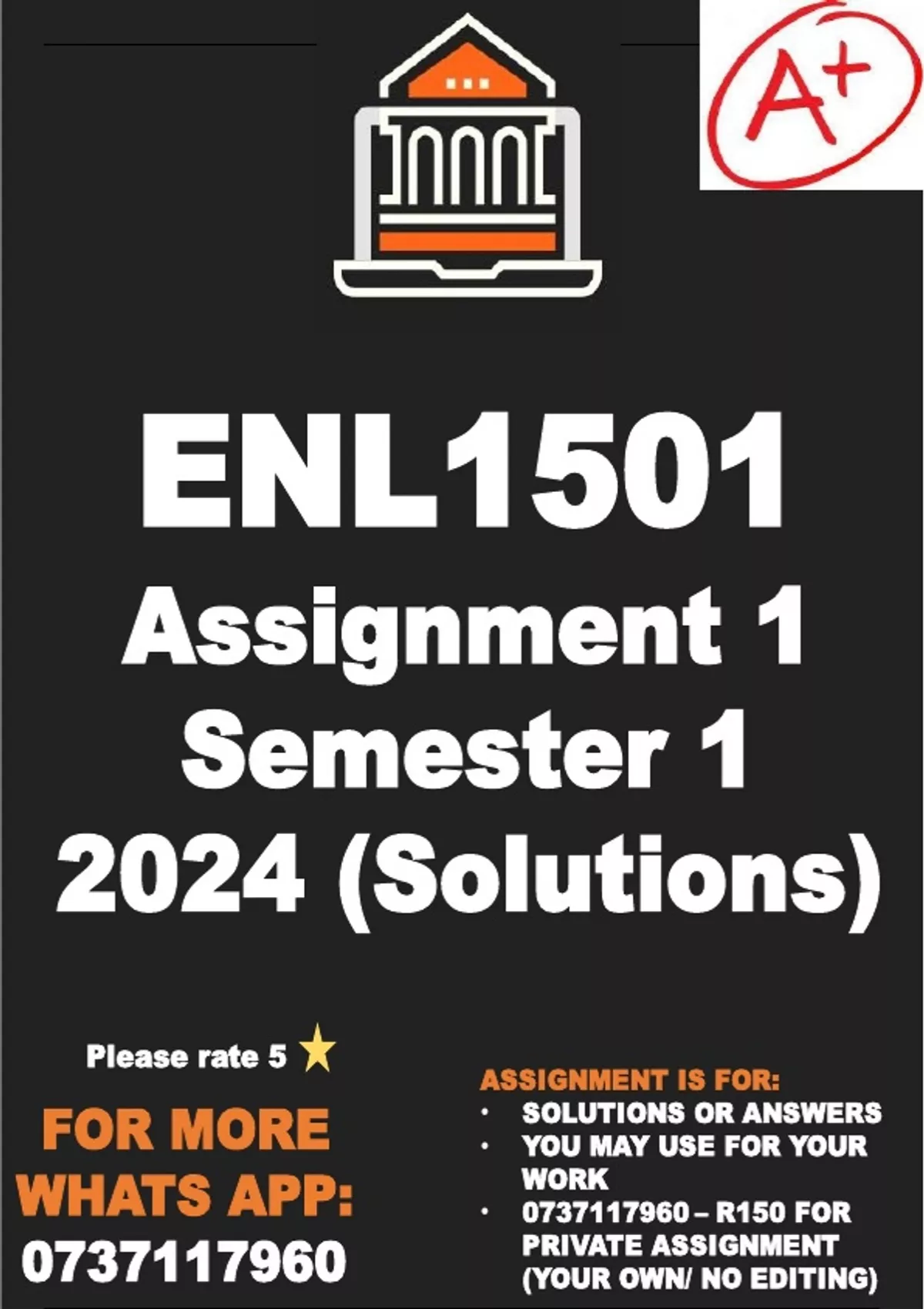ENL1501 Assignment 1 Semester 1 2024 (Solutions) - ENL1501 (ENL1501 ...