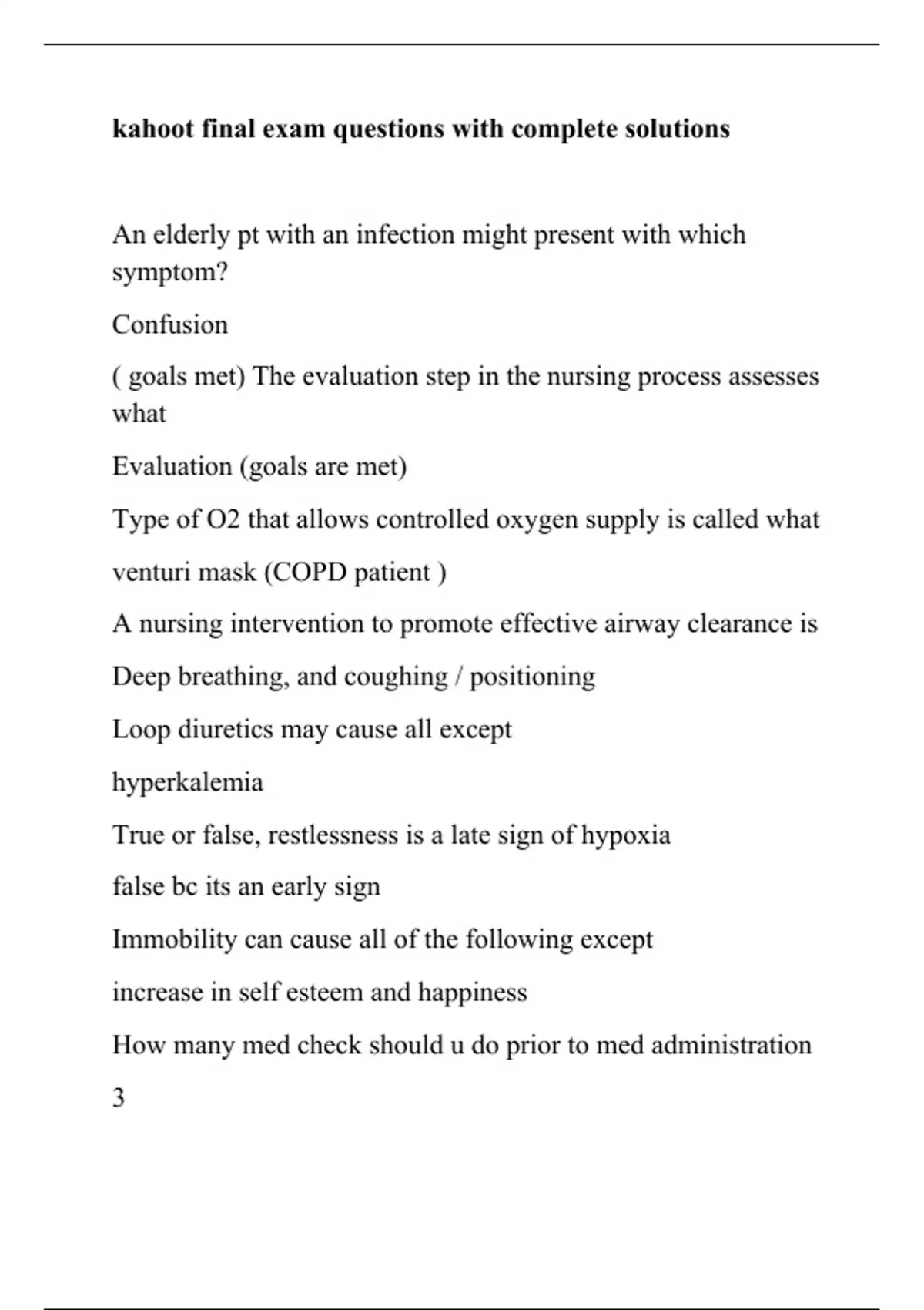 kahoot final exam questions with complete solutions - Kahoot - Stuvia US