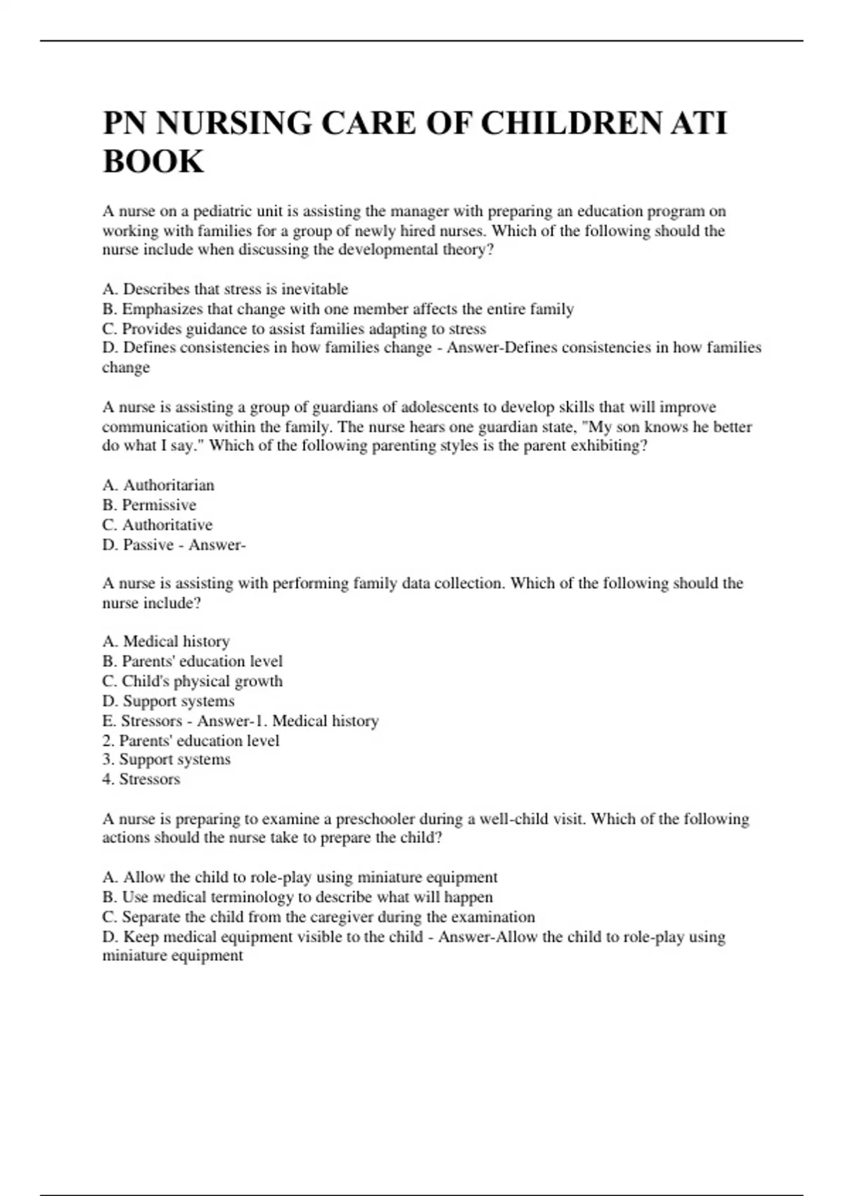 PN NURSING CARE OF CHILDREN ATI BOOK - PN NURSING CARE OF CHILDREN ATI ...