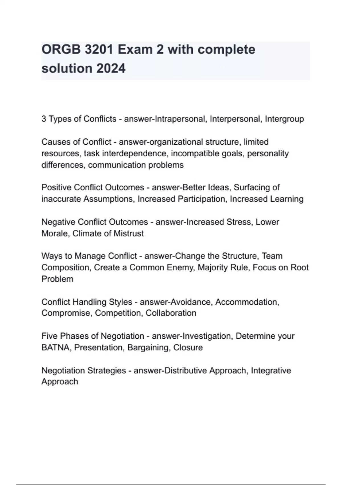 ORGB 3201 Exam 2 with complete solution 2024 - ORGB ExaRS - Stuvia US