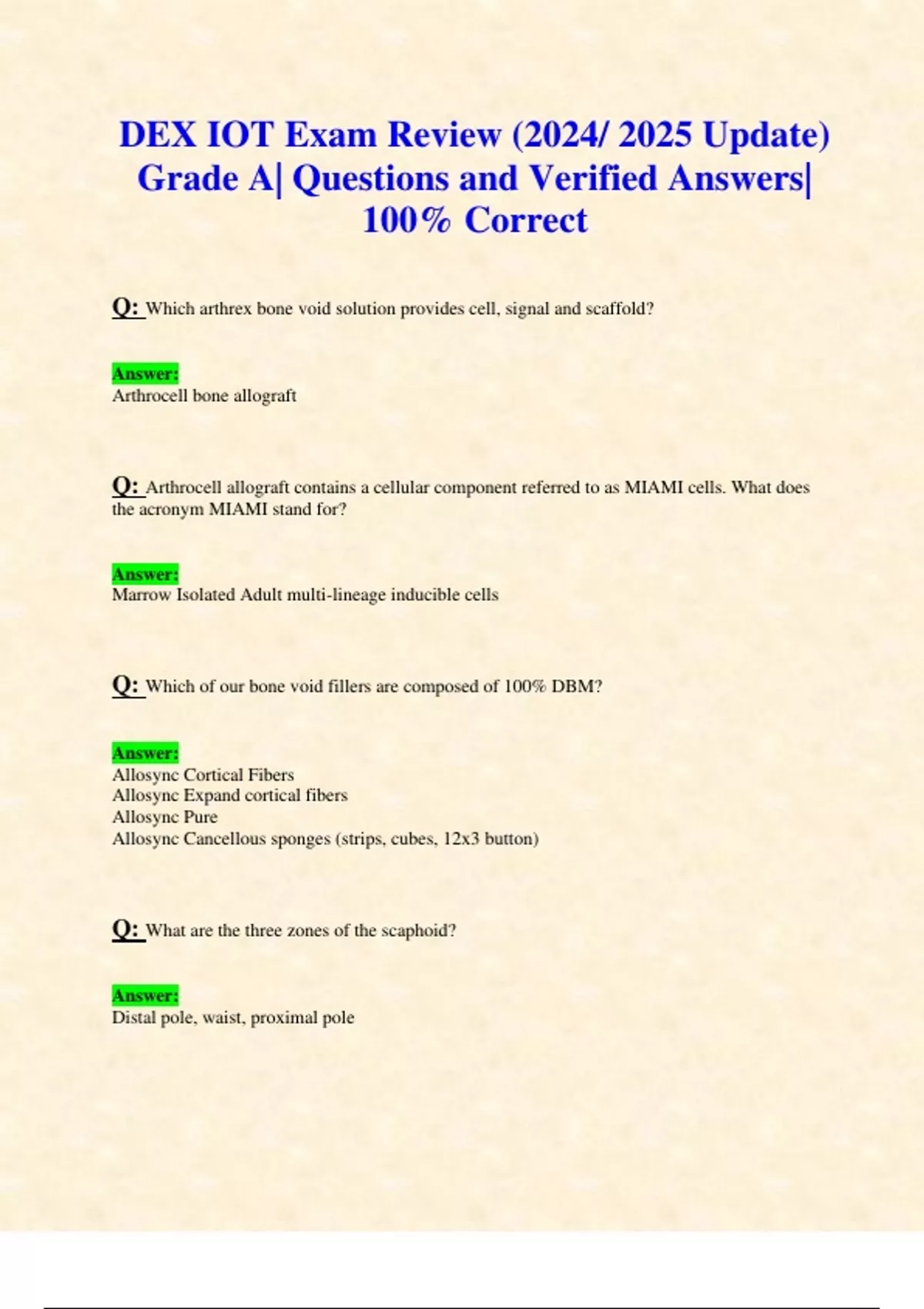 DEX IOT Exam Review (2024/ 2025 Update) Grade A| Questions and Verified ...