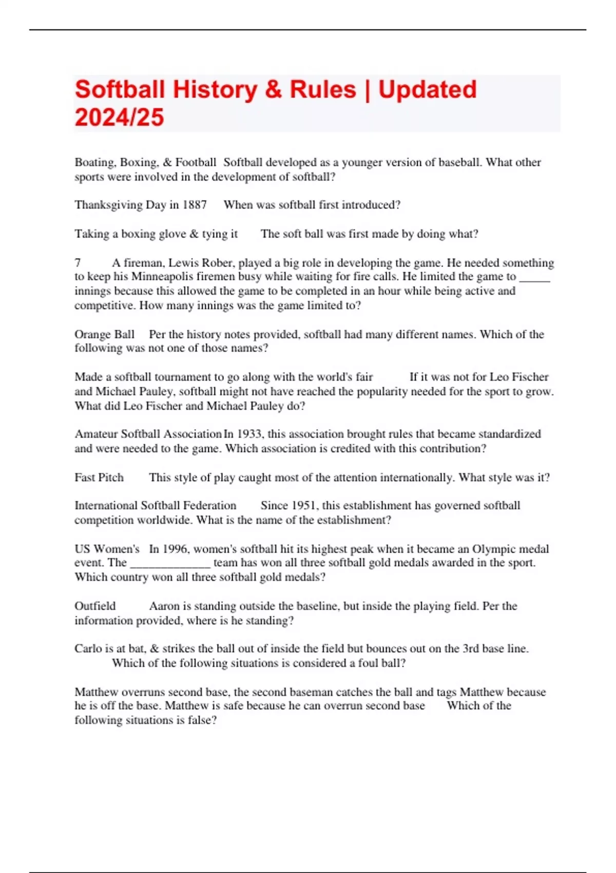 Softball History & Rules | Updated 2024/25 - Softball History & Rules ...