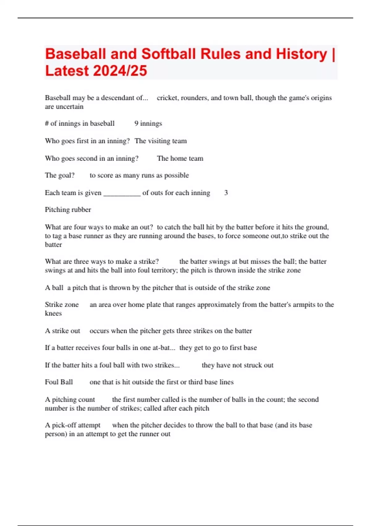 Baseball and Softball Rules and History | Latest 2024/25 - Baseball and ...