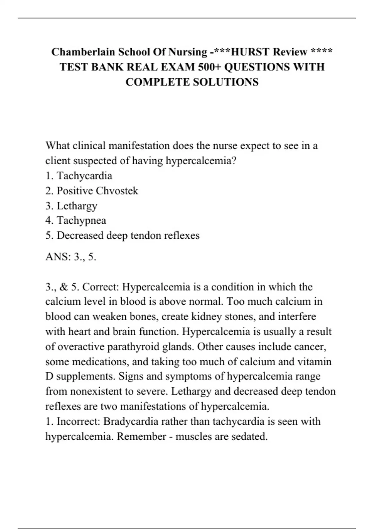 Chamberlain School Of Nursing -***HURST Review **** TEST BANK REAL EXAM ...