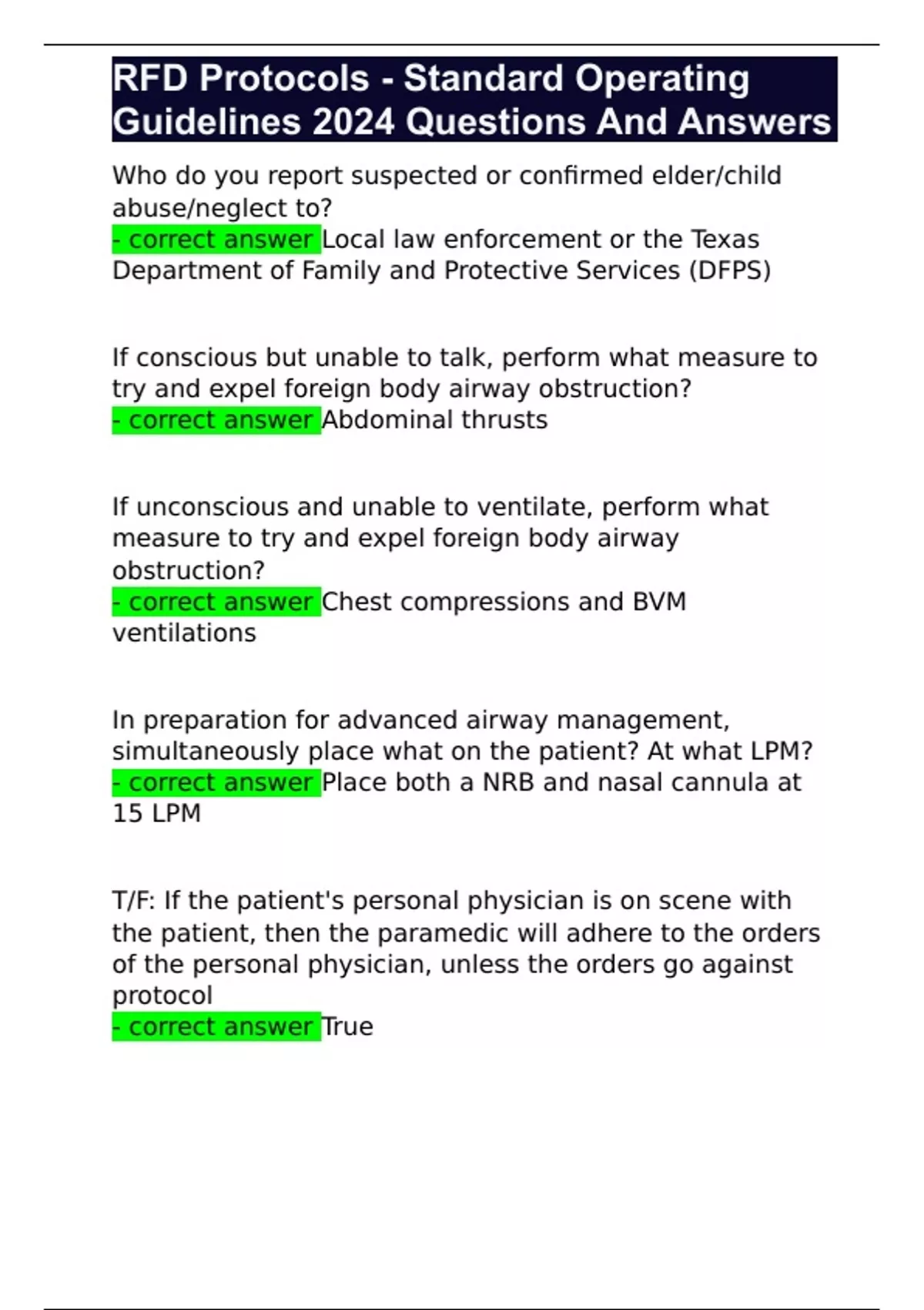 RFD Protocols - Universal Guidelines & Patient Care Guidelines 2024 ...