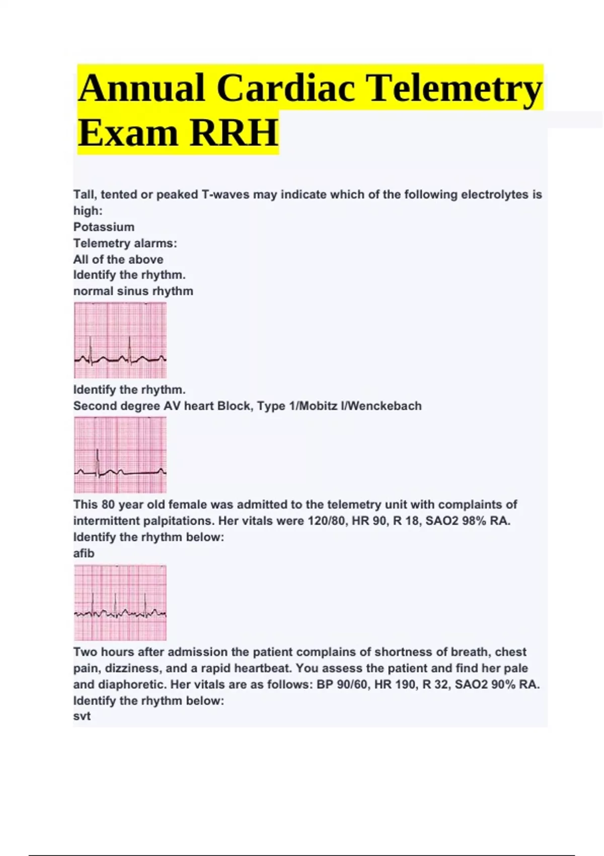 Annual Cardiac Telemetry Exam RRH - Annual Cardiac Telemetry RRH ...