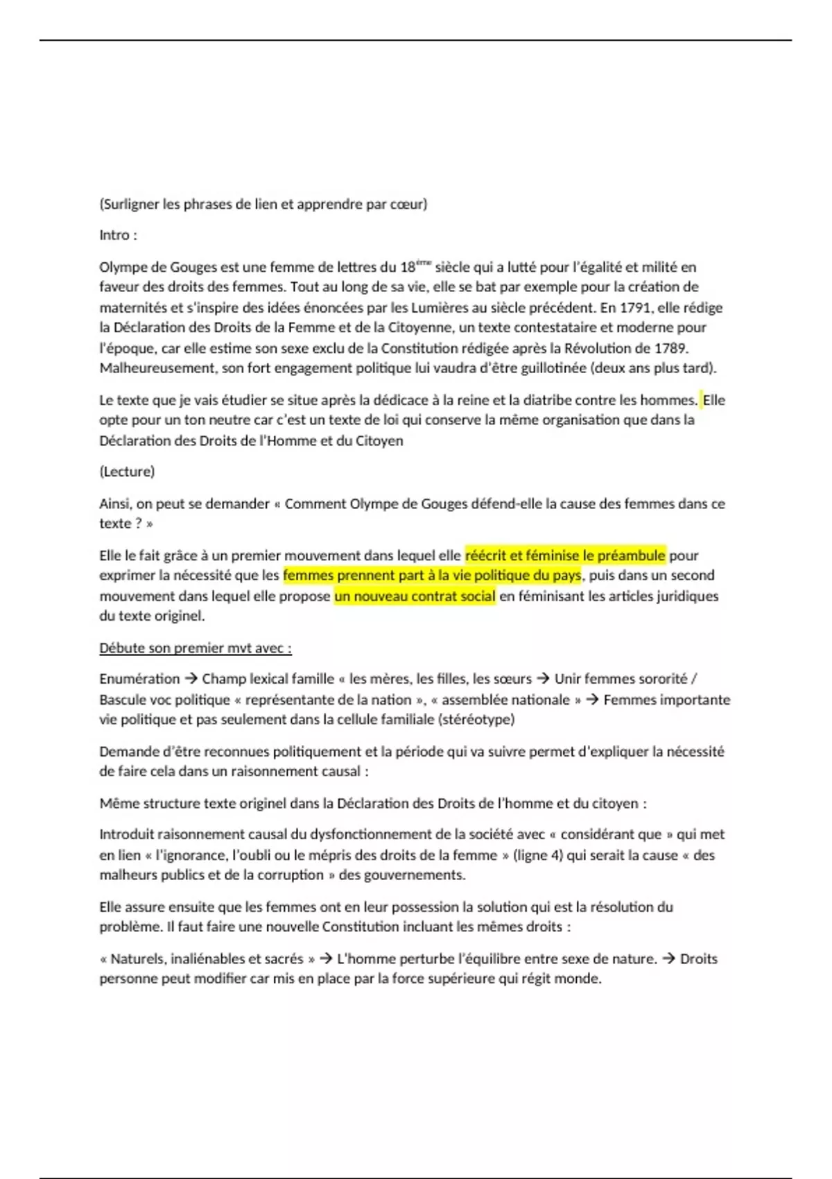 Fiche de révision pour l'oral du bac de français, Préambule de la ...