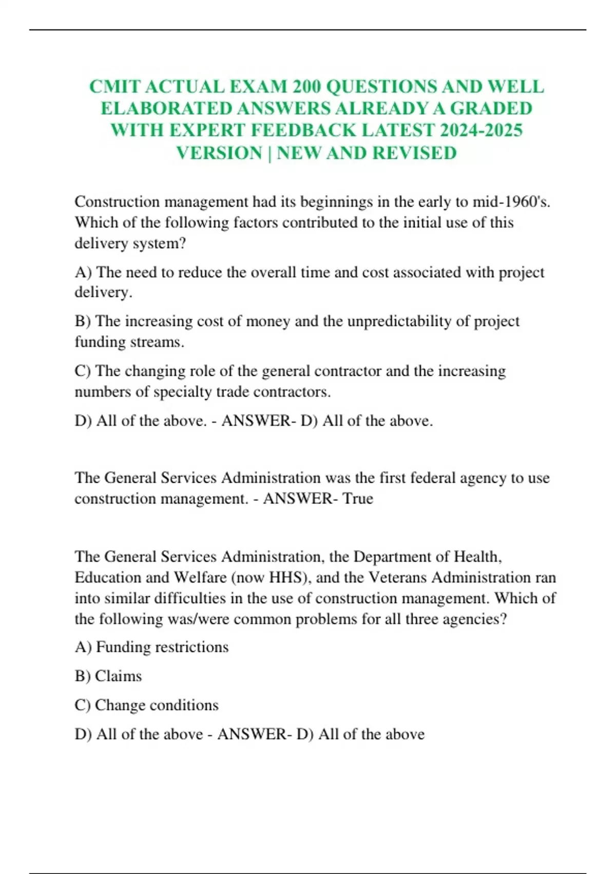 CMIT ACTUAL EXAM 200 QUESTIONS AND WELL ELABORATED ANSWERS ALREADY A ...