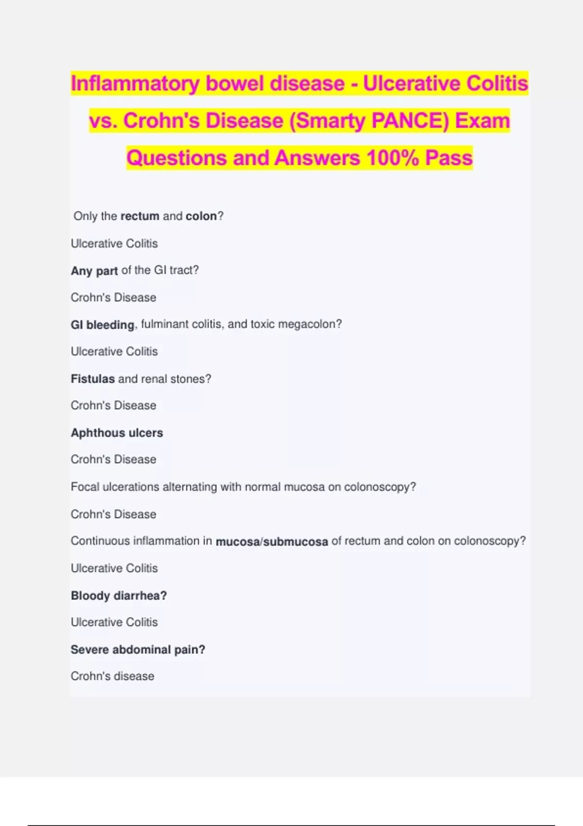 Smarty PANCE Bundled Exams Questions and Answers 100% Verified and ...