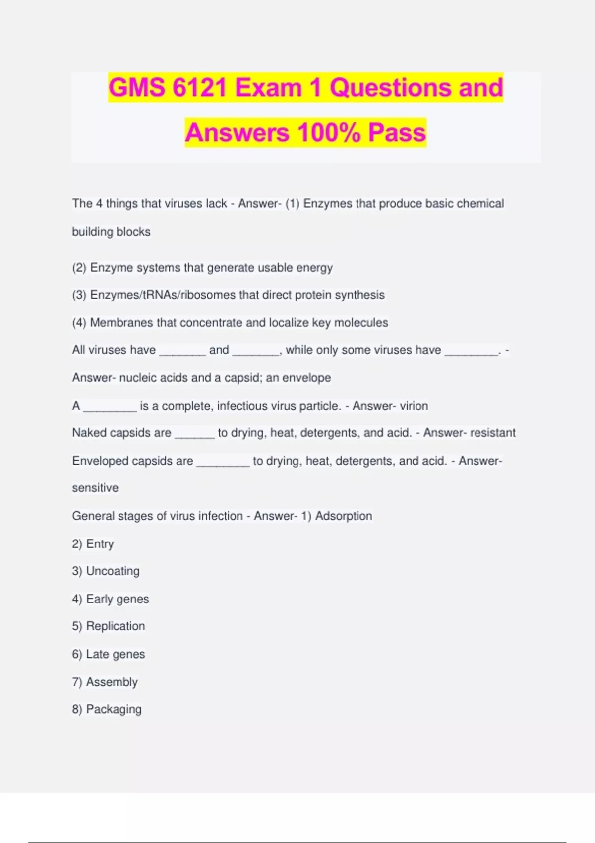 GMS 6121 Exam 1 Questions and Answers 100% Pass - GMS 6121 - Stuvia US
