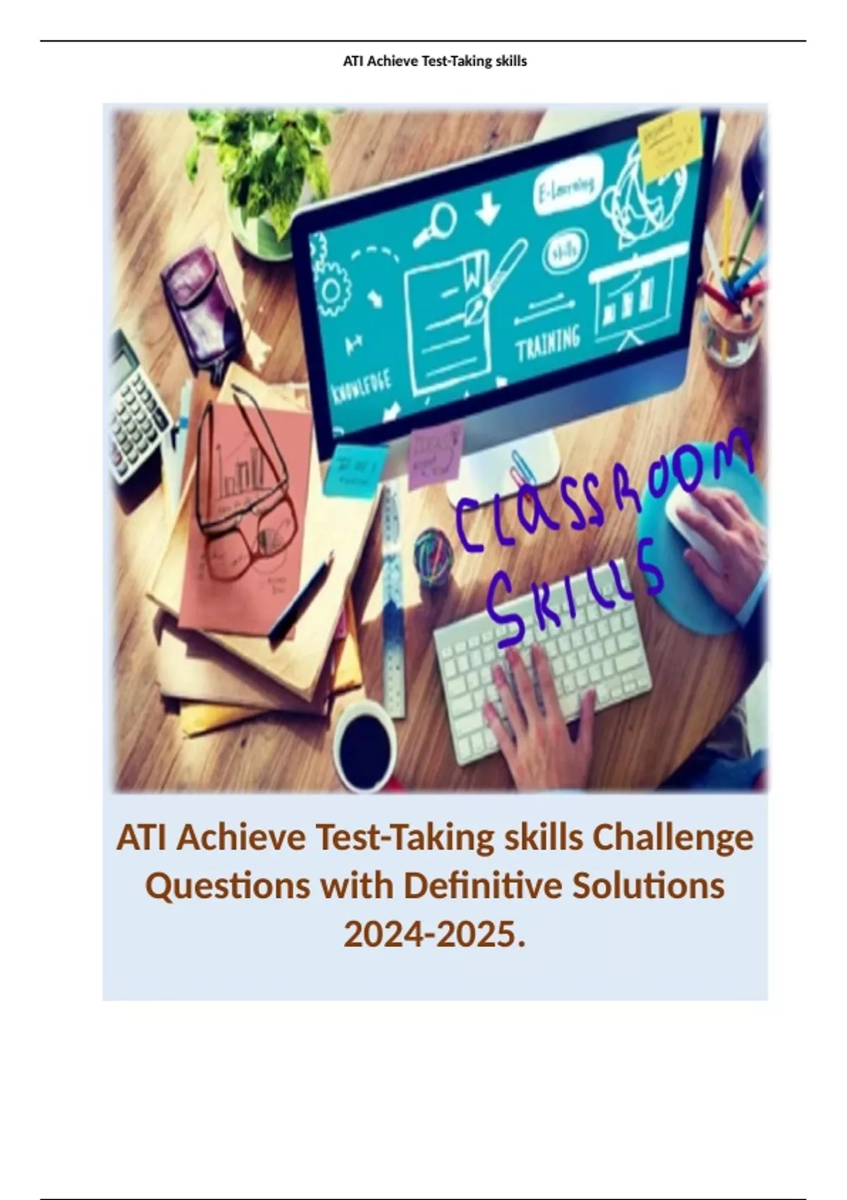 ATI Achieve Test-Taking skills Challenge Questions with Definitive ...