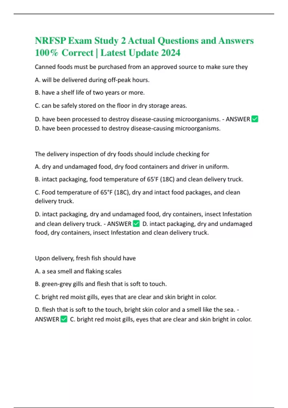 NRFSP Exam Study 2 Actual Questions and Answers 100% Correct | Latest ...