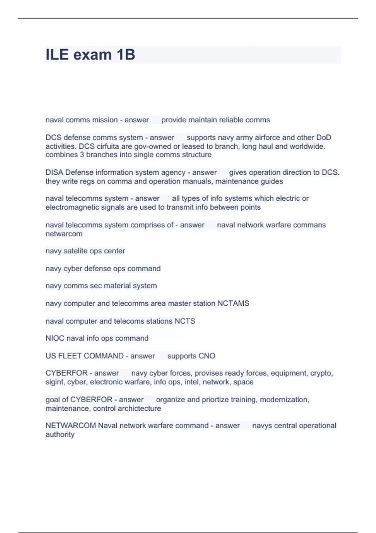 ILE exam 1B Questions and Answers 2024 - ILE - Stuvia US