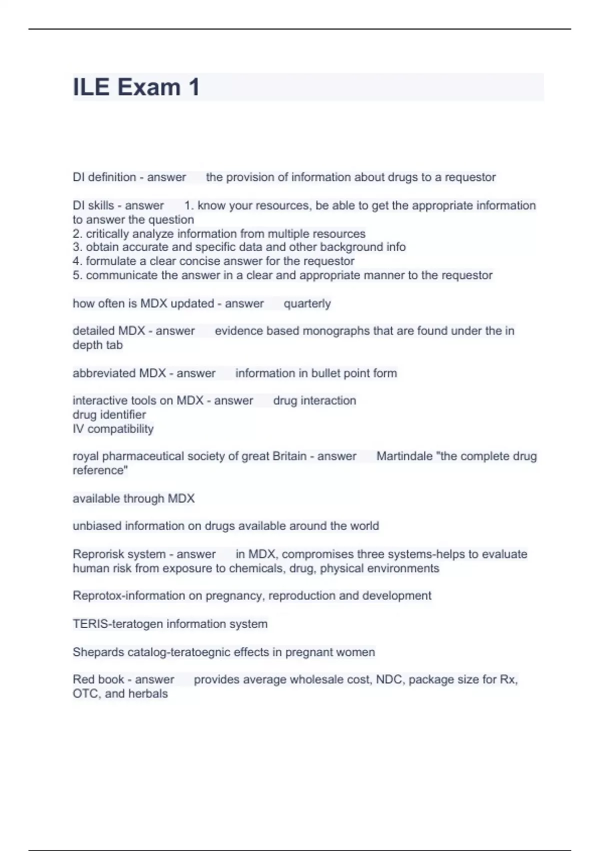 ILE Exam 1 Questions with correct Answers 2024 - ILE - Stuvia US